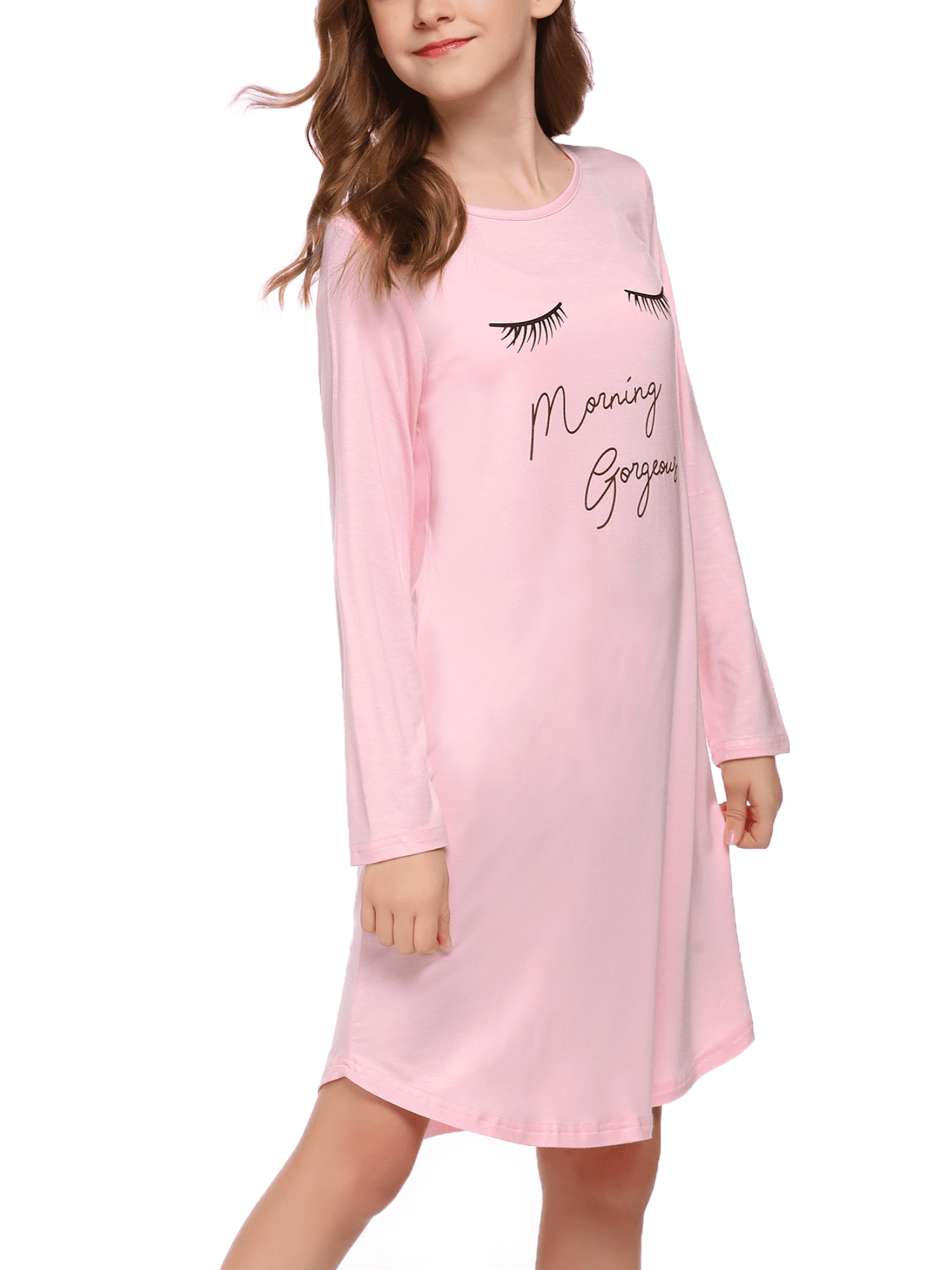 Oudiya Girls Long Sleeve Nightgowns Soft Print Pajamas Sleepwear ...