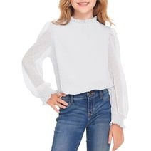 Monteau Polka Dot Top, Big Girls (White/Navy, 7-16) - Walmart.com