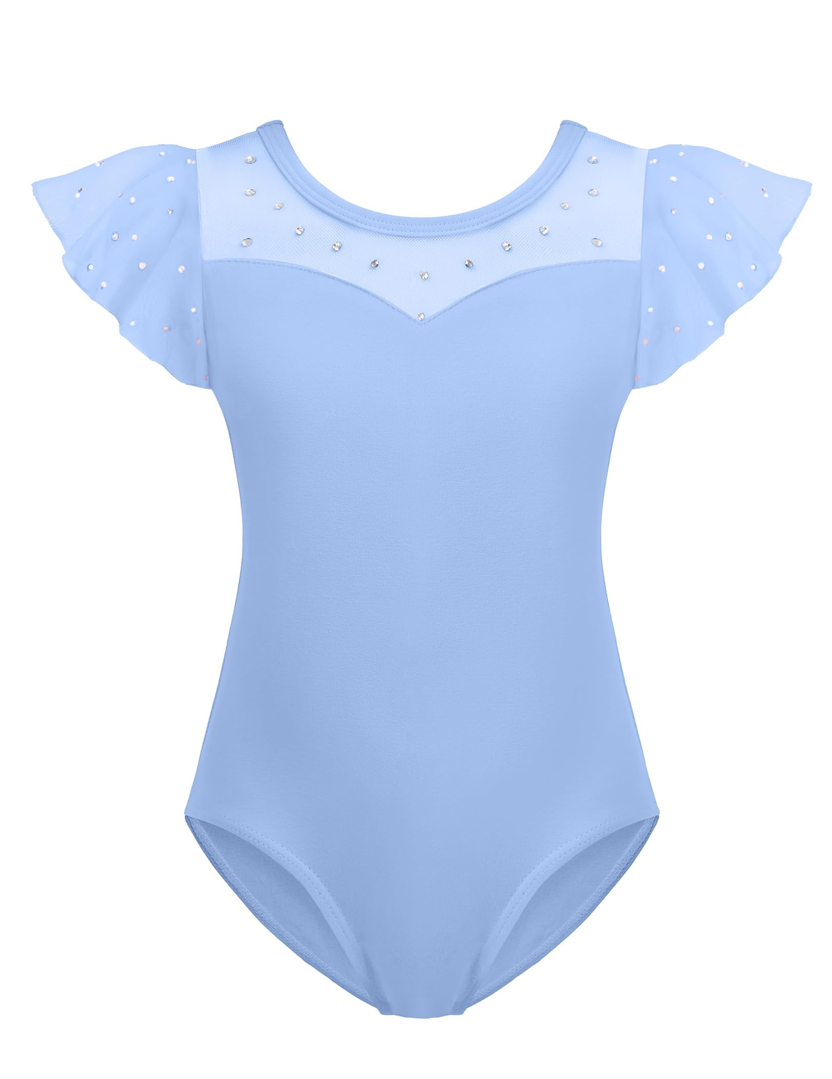 Oudiya Girls Ruffle Sleeve Ballet Leotards Toddler Mesh Dance Leotard ...
