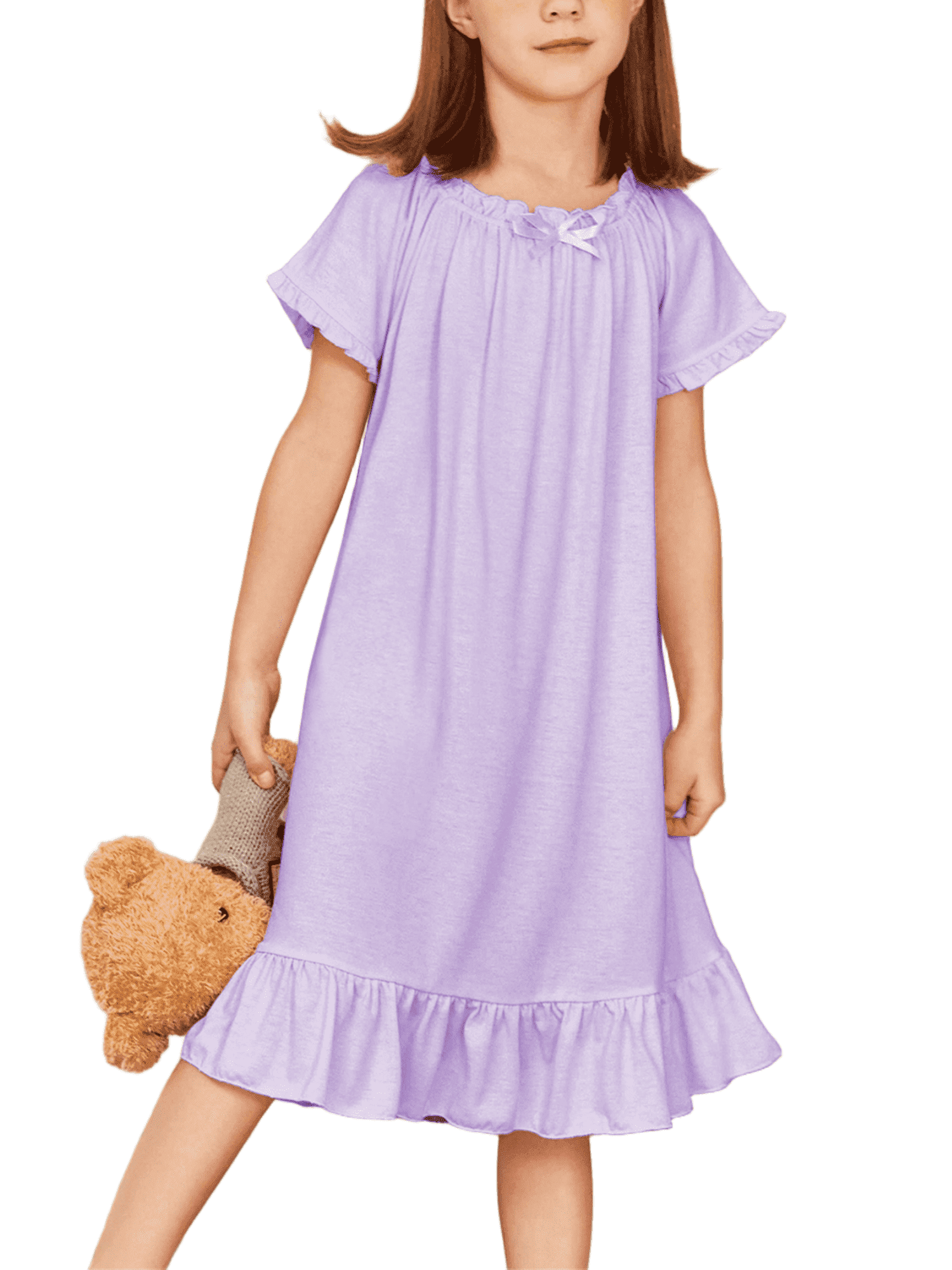 Oudiya Girls Short Sleeve Nightgowns Princess Sleepwear with Ruffled ...