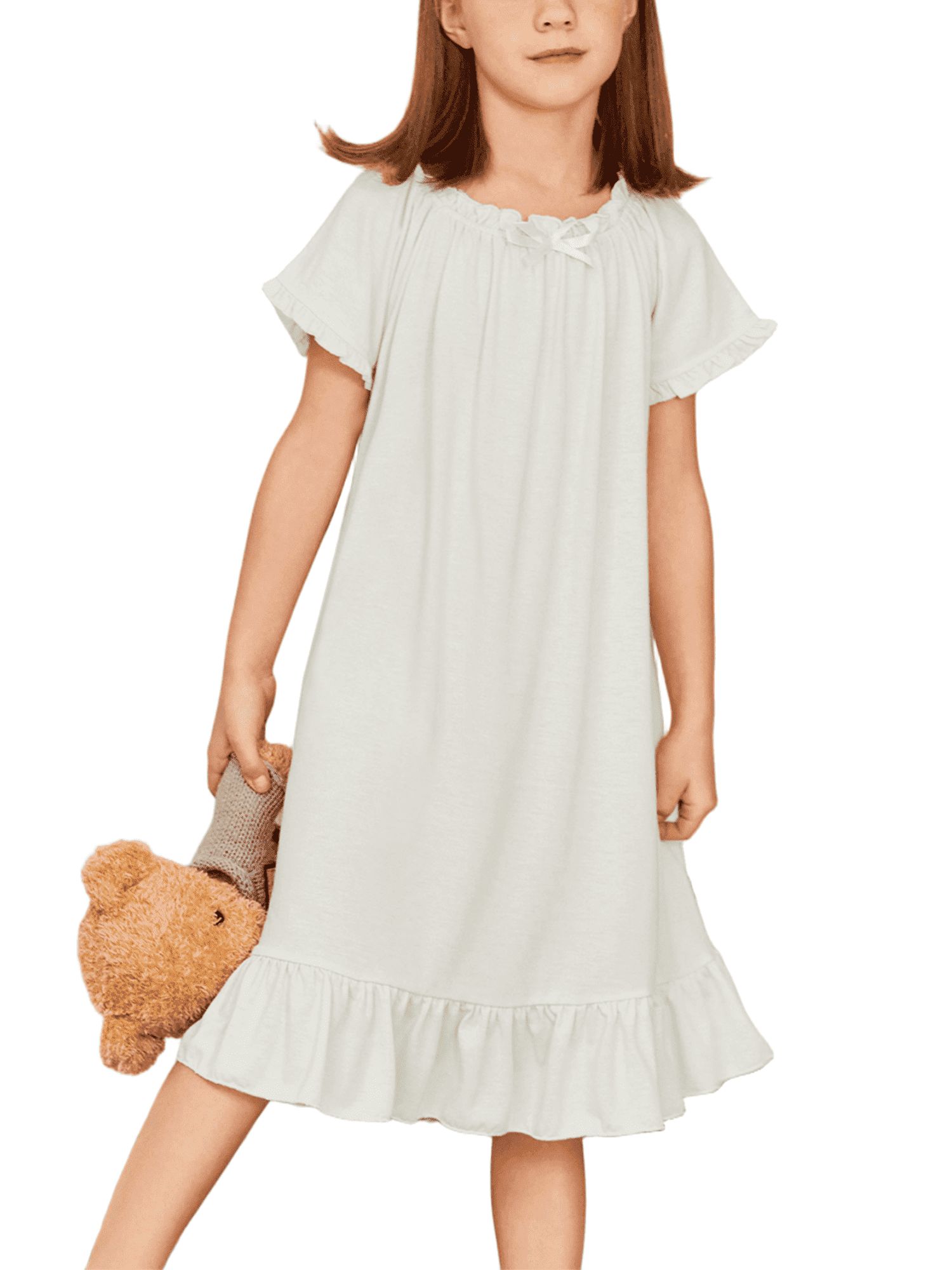 Oudiya Girls Short Sleeve Nightgowns Princess Sleepwear with Ruffled ...