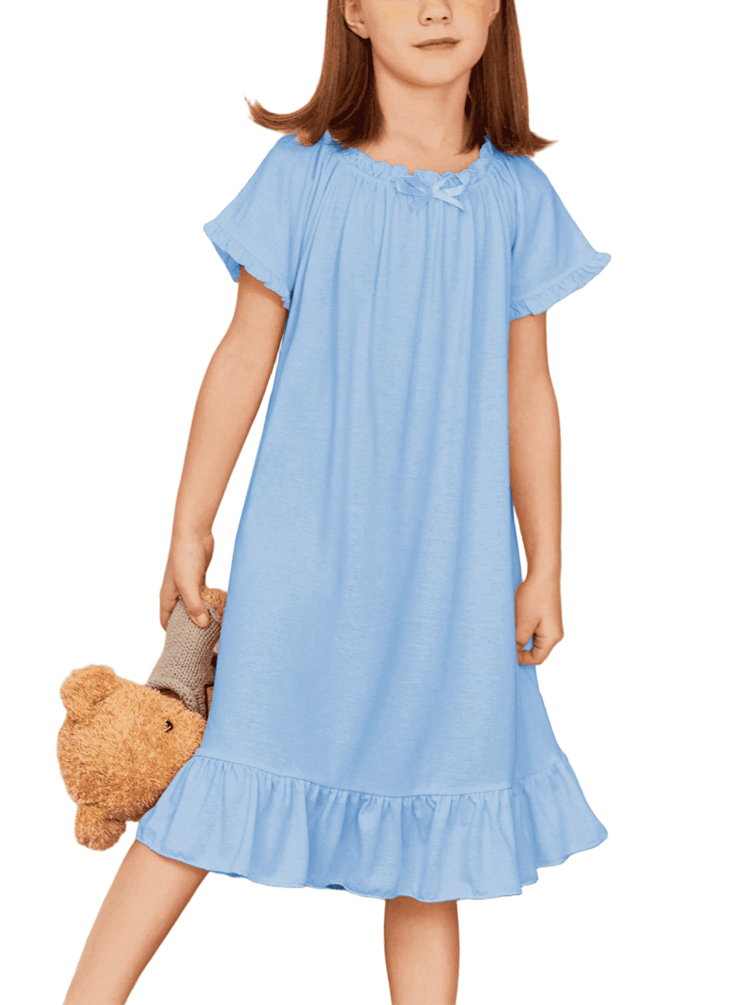 Oudiya Girls Short Sleeve Nightgowns Princess Sleepwear with Ruffled ...