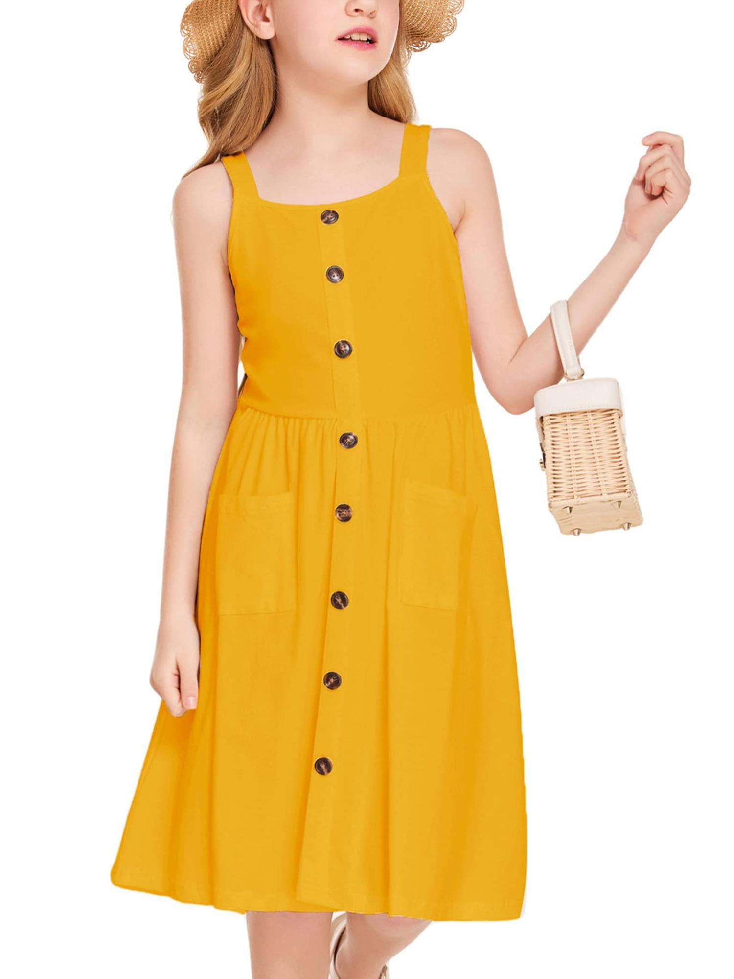 Oudiya Fashion Outfits: Girls Spaghetti Strap Button Down Summer Casual ...