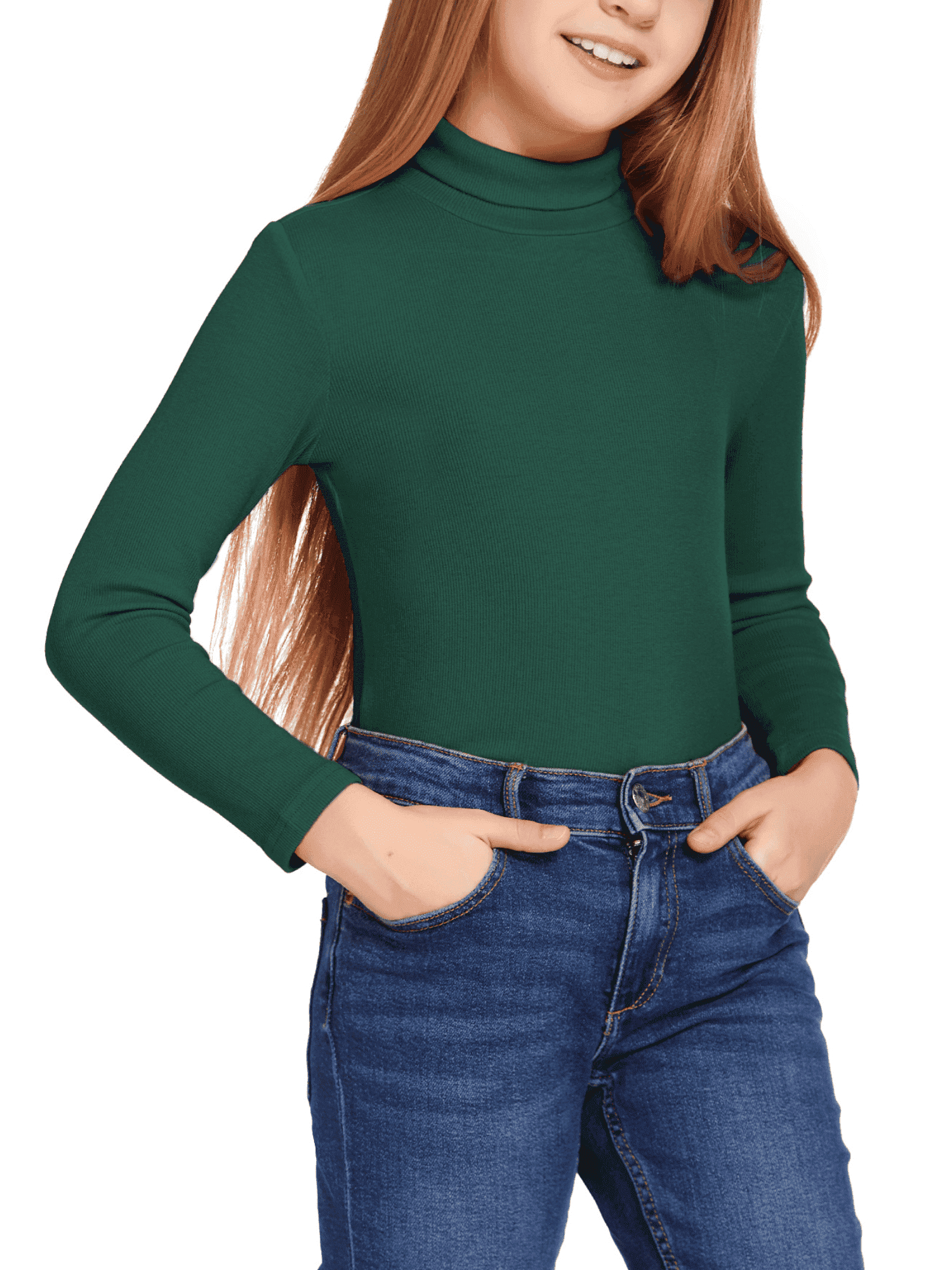 Oudiya Girls Sweater Turtleneck Long Sleeve Knit Shirt Pullover Tops ...