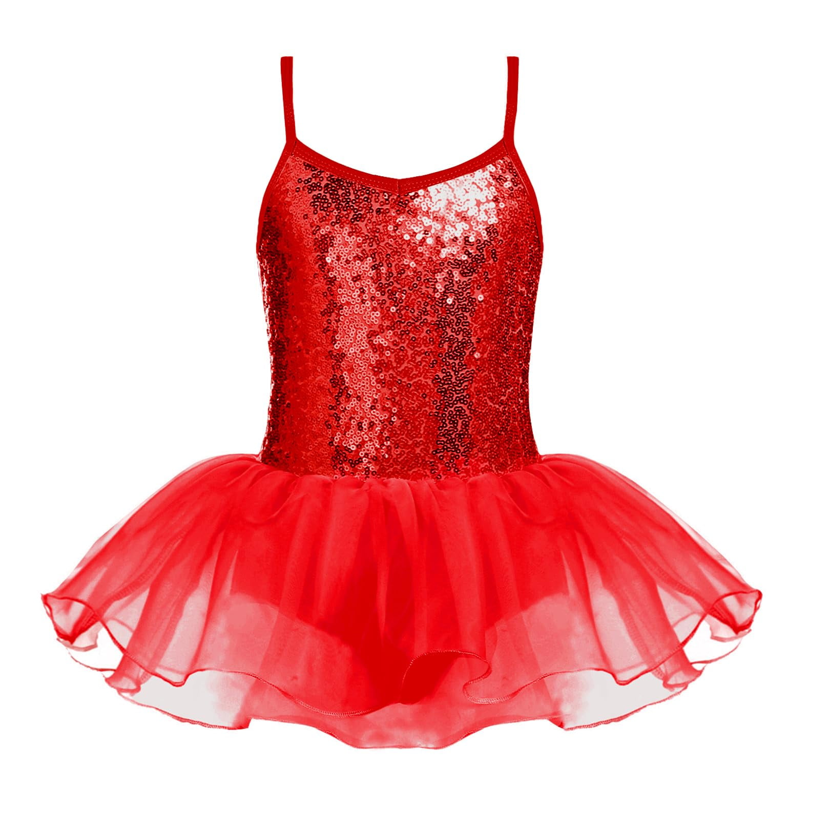 Oudiya Little Girls Tutu Ballet Leotard Sequin Sparkly Strap Dress ...