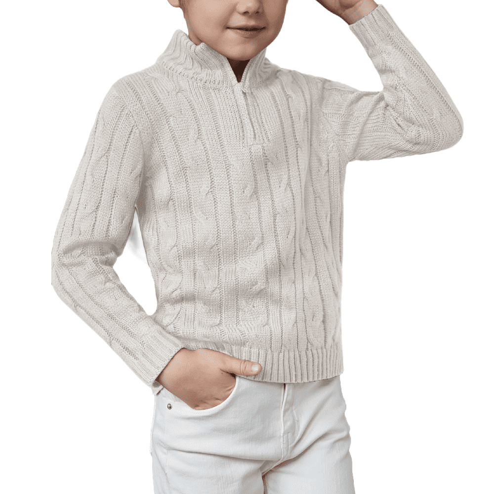 Oudiya Toddler Boys Cable Knitted Pullover Sweater Half Zip Long Sleeve ...