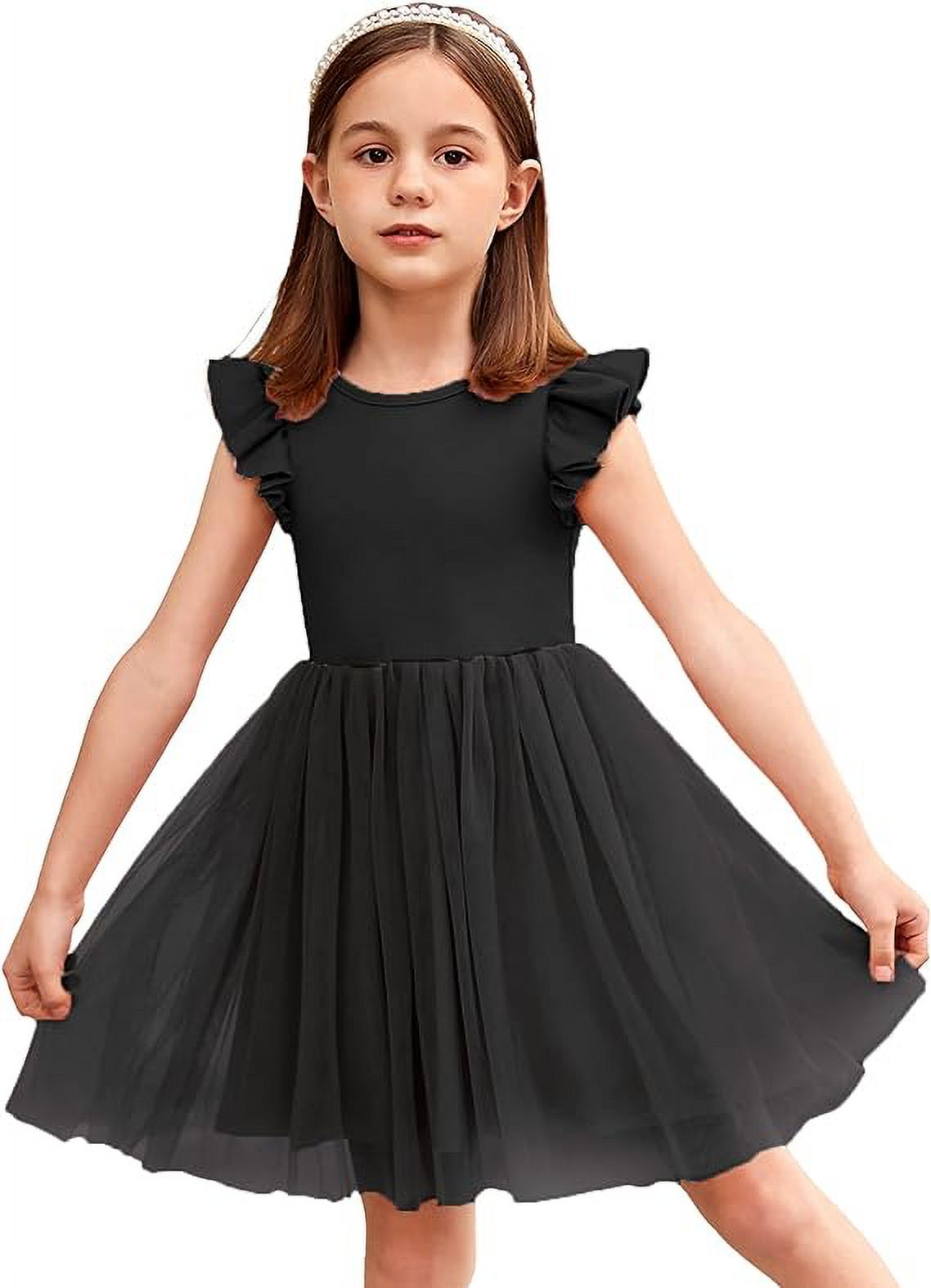 TAIAOJING Girl's Summer Dresses Toddler Girls Fly Sleeve Butterfly With Wing Tulle Holiday Party ...