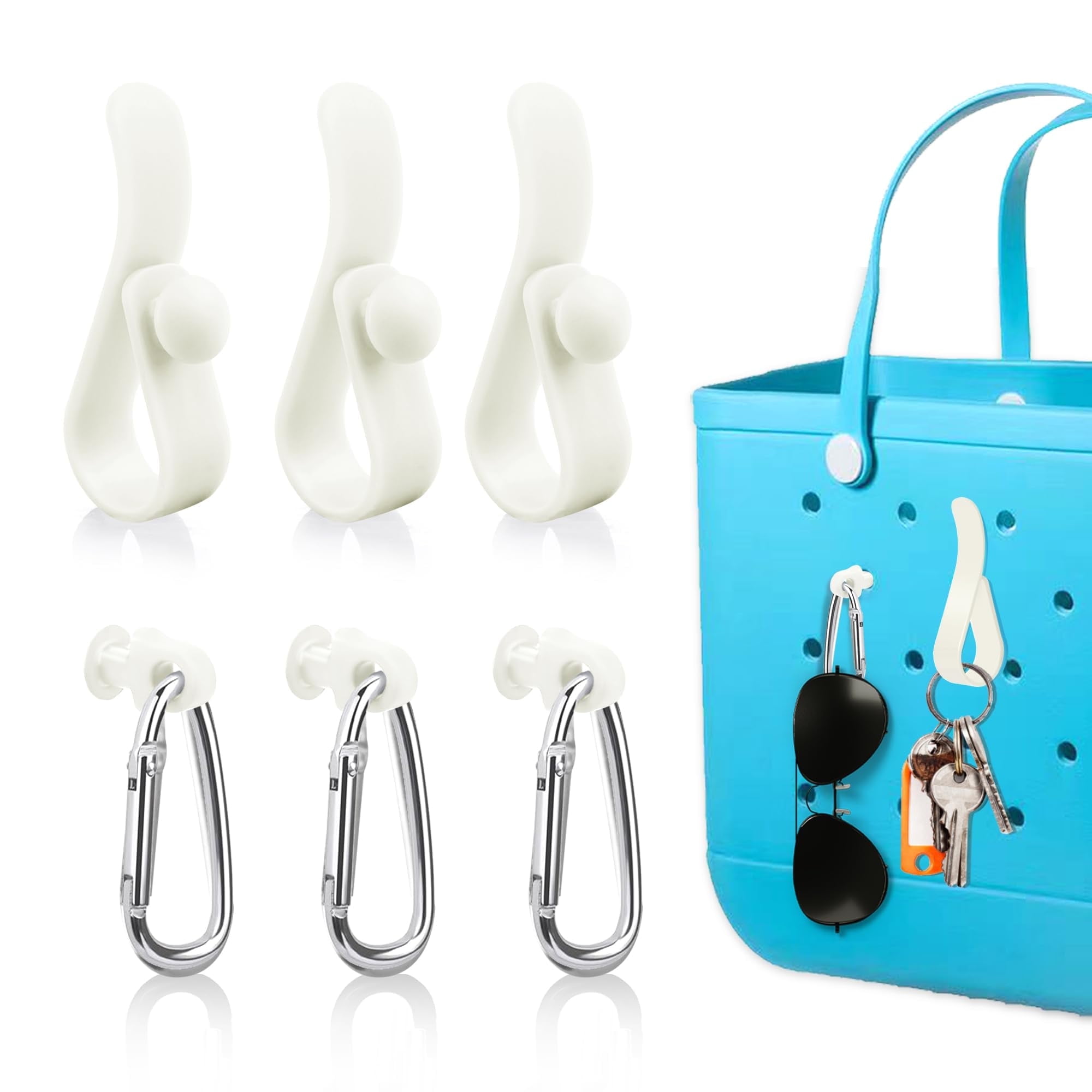 Oudizz 6Pcs Inserts Hooks for Bogg Bag, Carabiner Keychain, Silicone ...