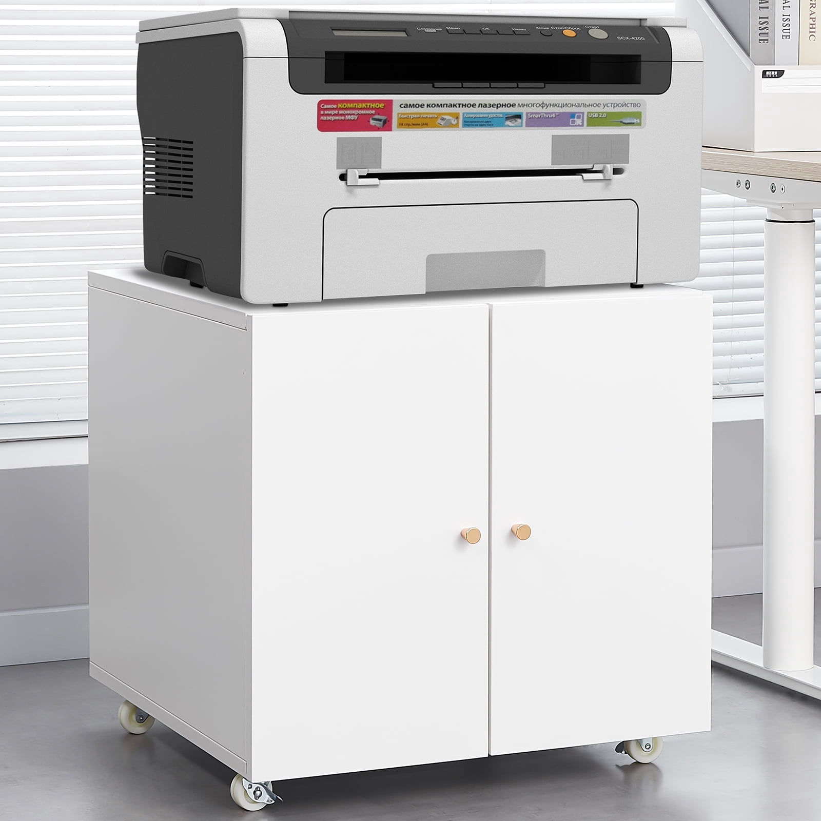 Oufan 23.62" H Printer Stand with Storage, Metal Frame Printer Table ...