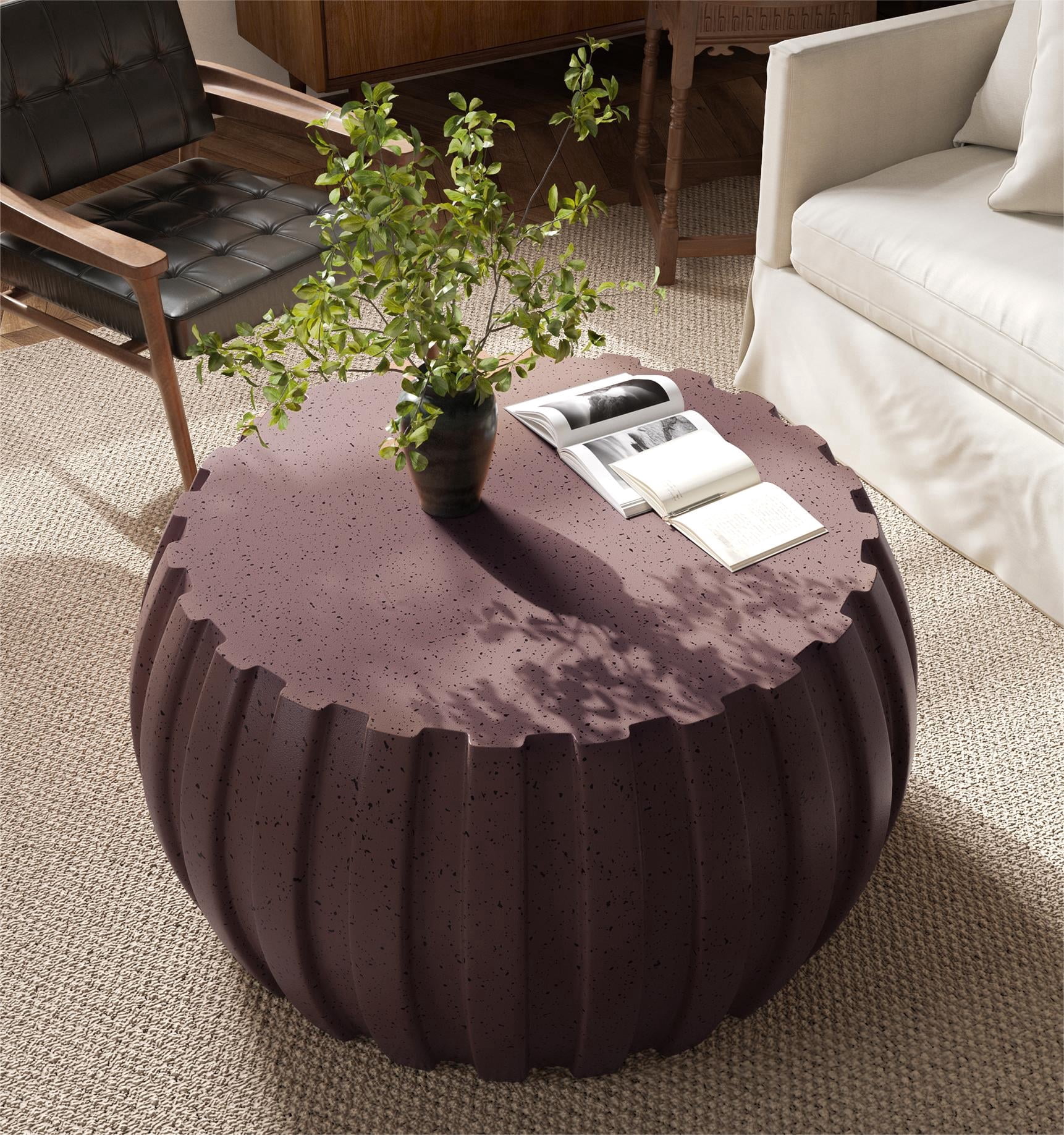 Oufan 35.43" Outdoor Waterproof Coffee Table, MgO Cement Cocktail Table ...