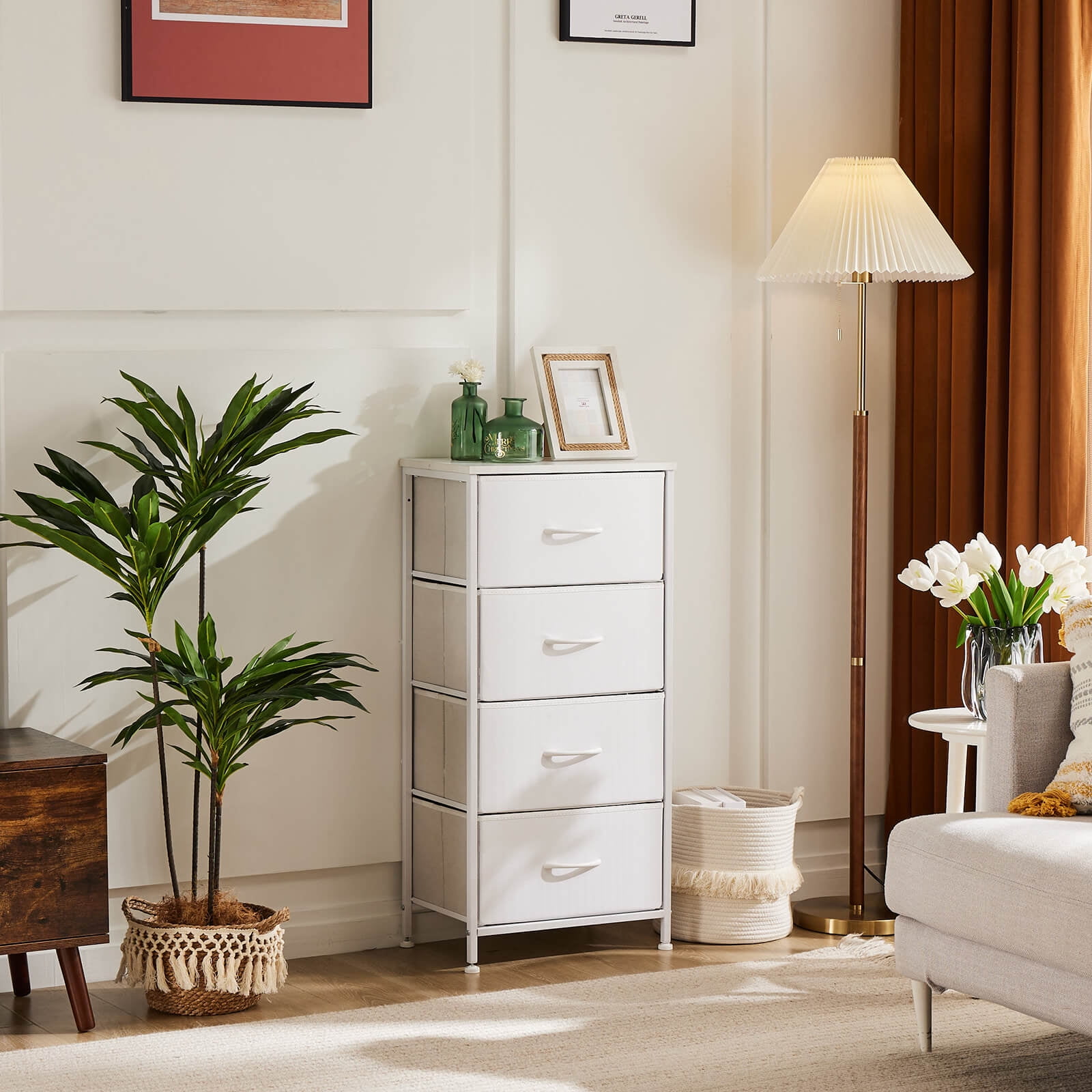 Oufan 4 Drawers Dresser Chest of Drawers,Metal Frame and Wood Top ...