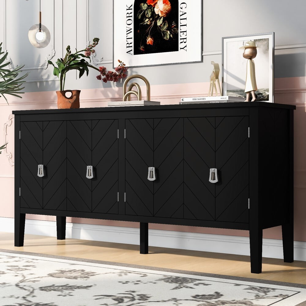 Oufan 63'' Buffet Cabinet with Storage,Geometric Line Patterns and ...