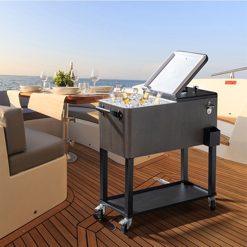 Oufan 80 QT Patio Coolers Cart Outdoor Trolley Spray Ice Beer Chest ...