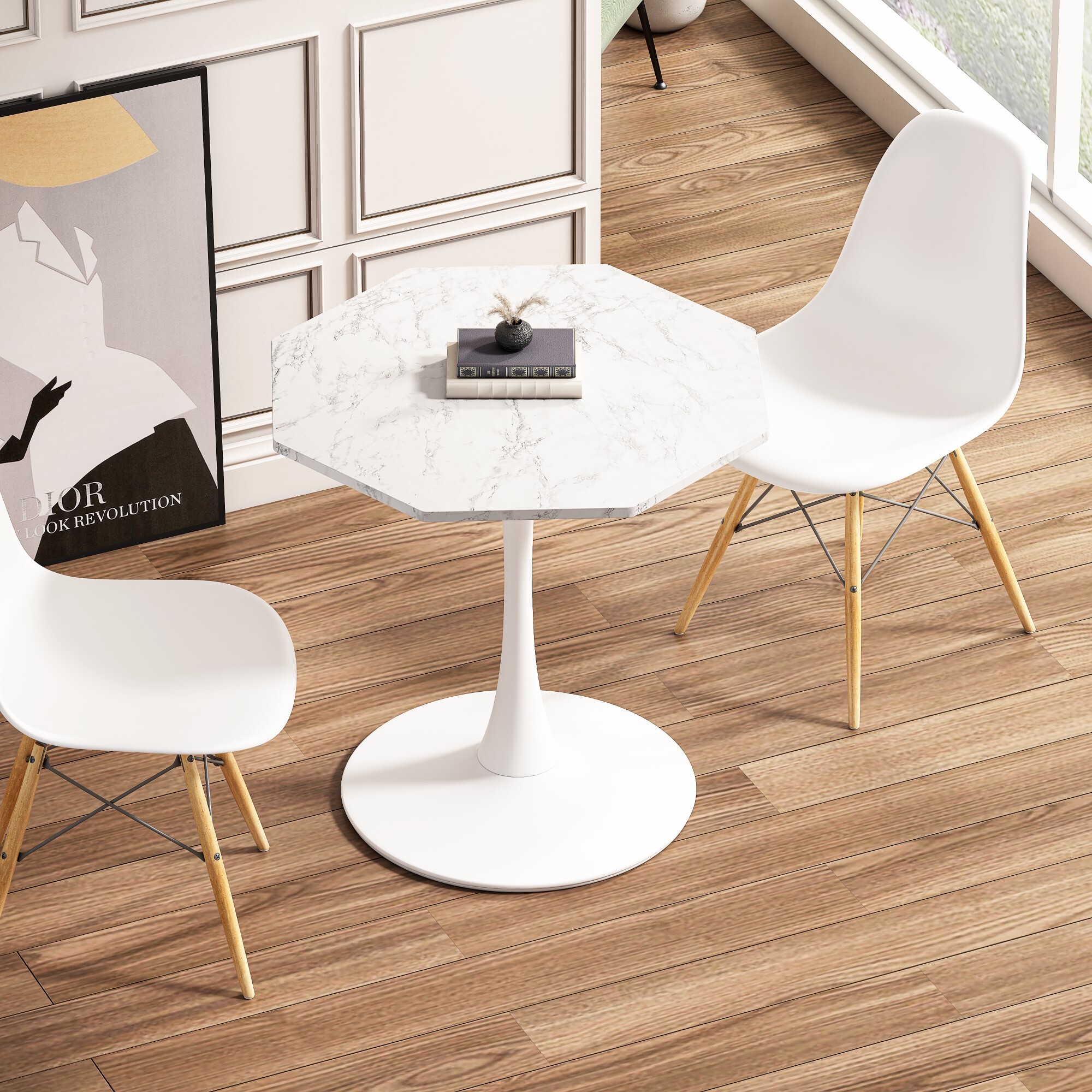 Oufan Dining Table, 31.50" Modern Octagonal Coffee Table with Printed ...
