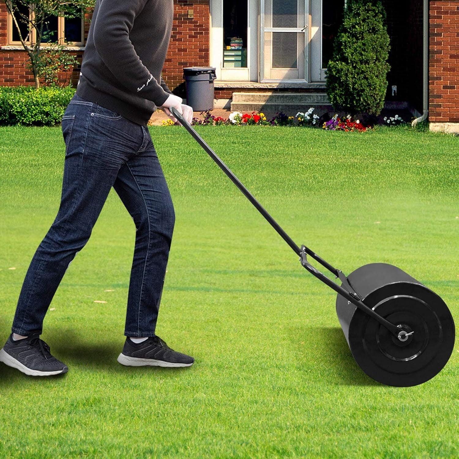 Oufan Lawn Roller Water Filled Pull Behind 20inch Garden Drum Roller ...