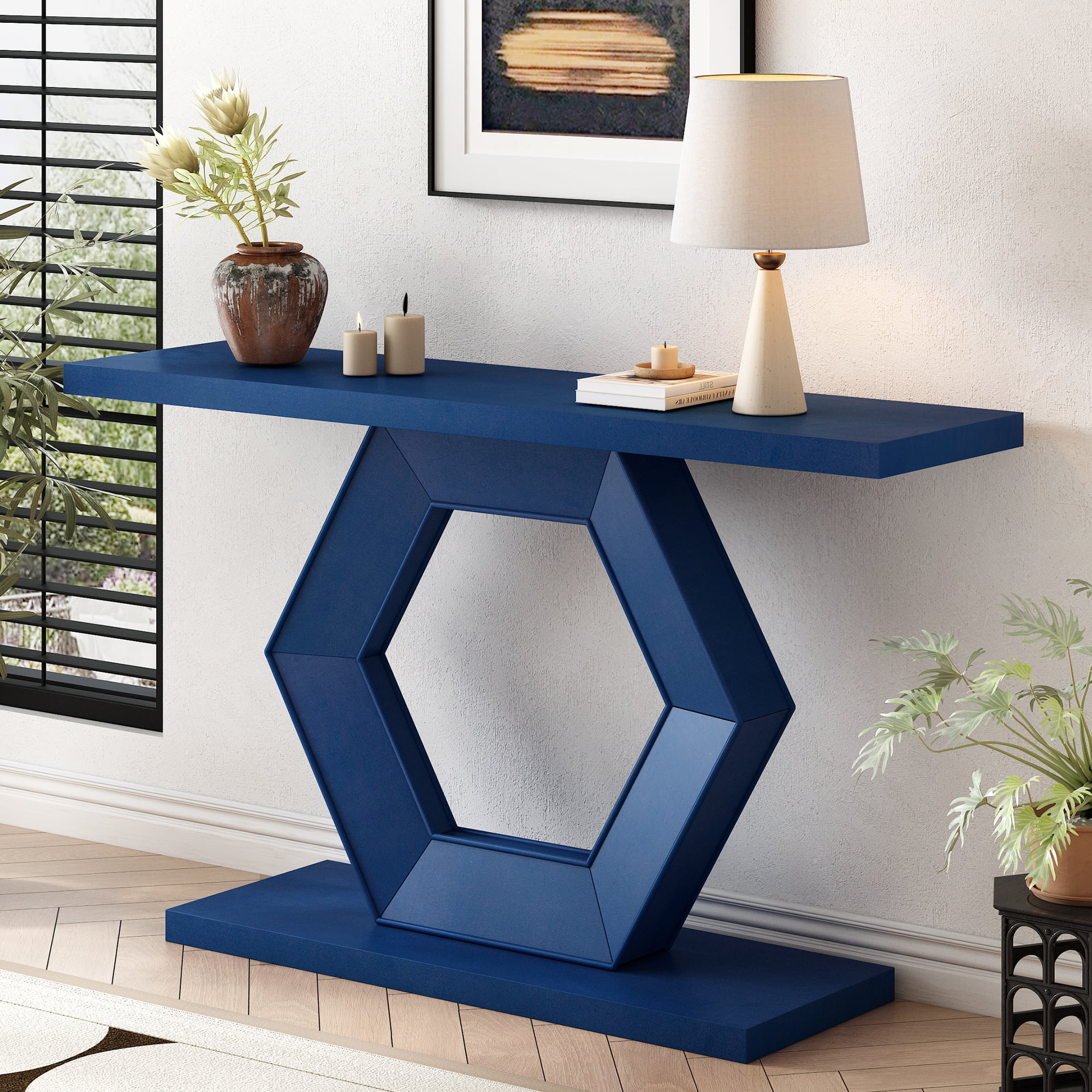 Oufan Modern Entryway Table with Innovative Hollow Hexagon Leg ...