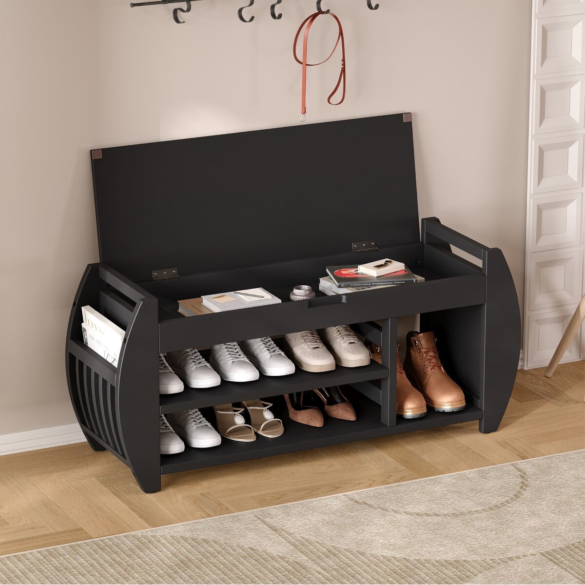 Oufan Multifunctional Shoe Storage Bench with Storage Cabinets and ...