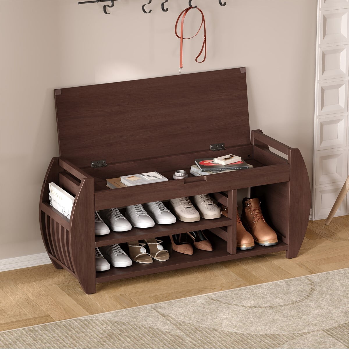 Oufan Multifunctional Shoe Storage Bench with Storage Cabinets and ...