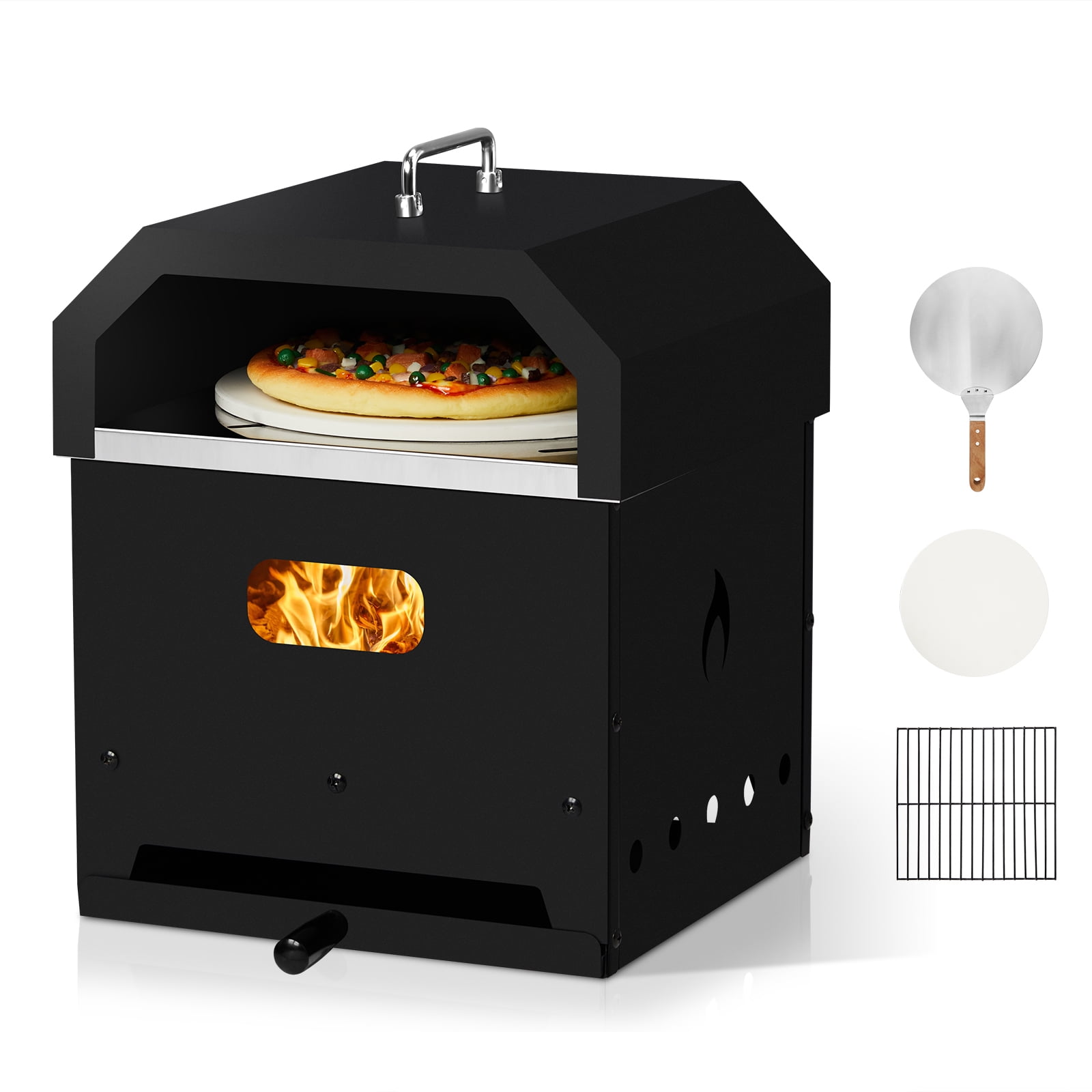 Oufan Outdoor Pizza Oven 4 in 1 Wood Fired 2-Layer Detachable Outside ...