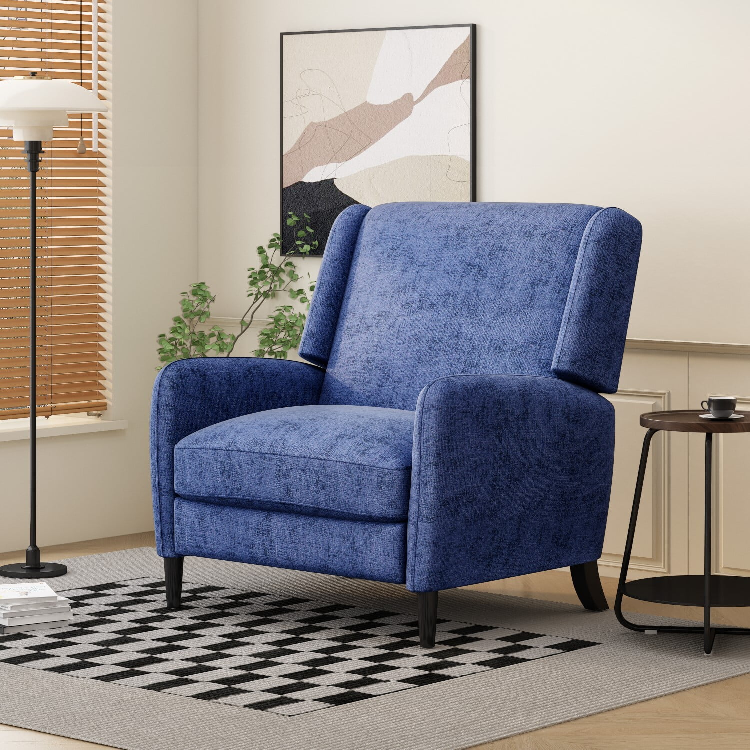 Oufan Push Back Recliner Chair, Textured Fabric stuffed Wingback ...