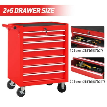 Aukfa Tool Chest, 24.5 in 7-Drawer Steel Rolling Tool Box on Wheels for ...