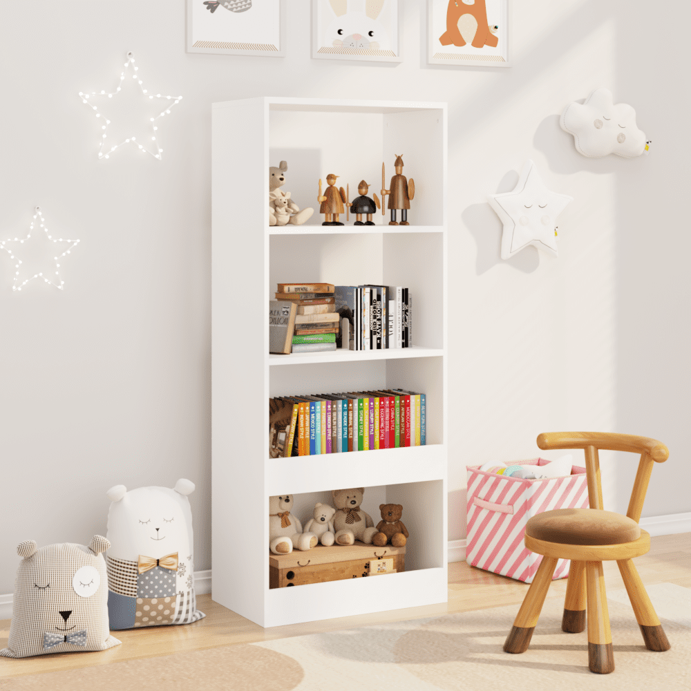 OufanKids Bookshelf Wall Mounted, 4-Tier Bookcase, Children's Bookcase ...