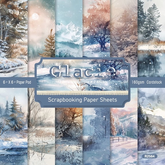 Ouginx 12 Sheets Snowy Woods Scrapbook Paper, 6'' x 6'' Decoupage ...