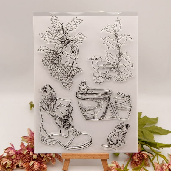 Ouginx 6.1 by 8.4 Inch Animals in the Courtyard Clear Stamps for Card ...