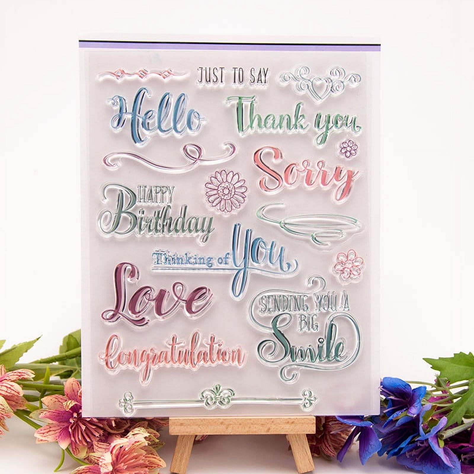 Ouginx Clear Stamps, Big Words Rubber Stamp for Scrapbooking and Card ...