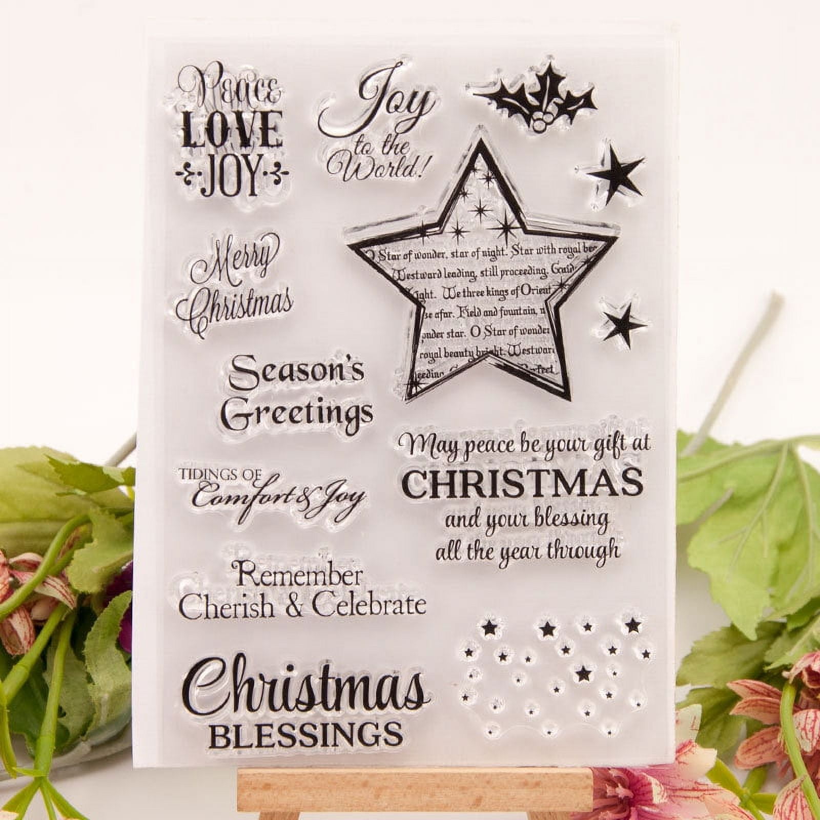Ouginx Clear Stamps, Christmas Blessing Rubber Stamp for Scrapbooking ...