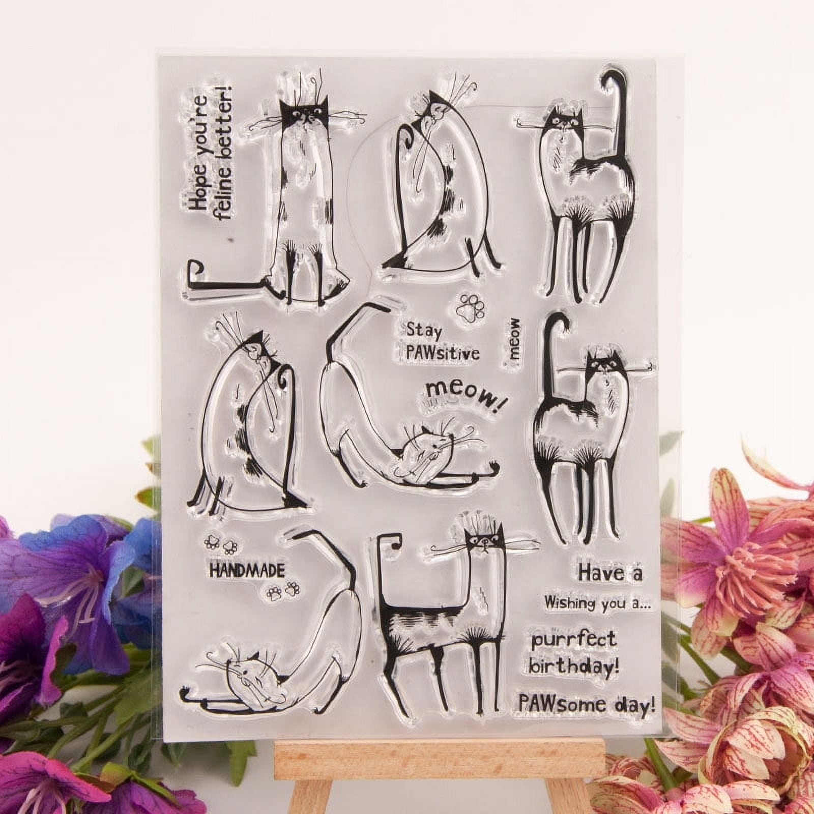 Ouginx Clear Stamps, Fancy Cat Rubber Stamp for Scrapbooking and Card ...