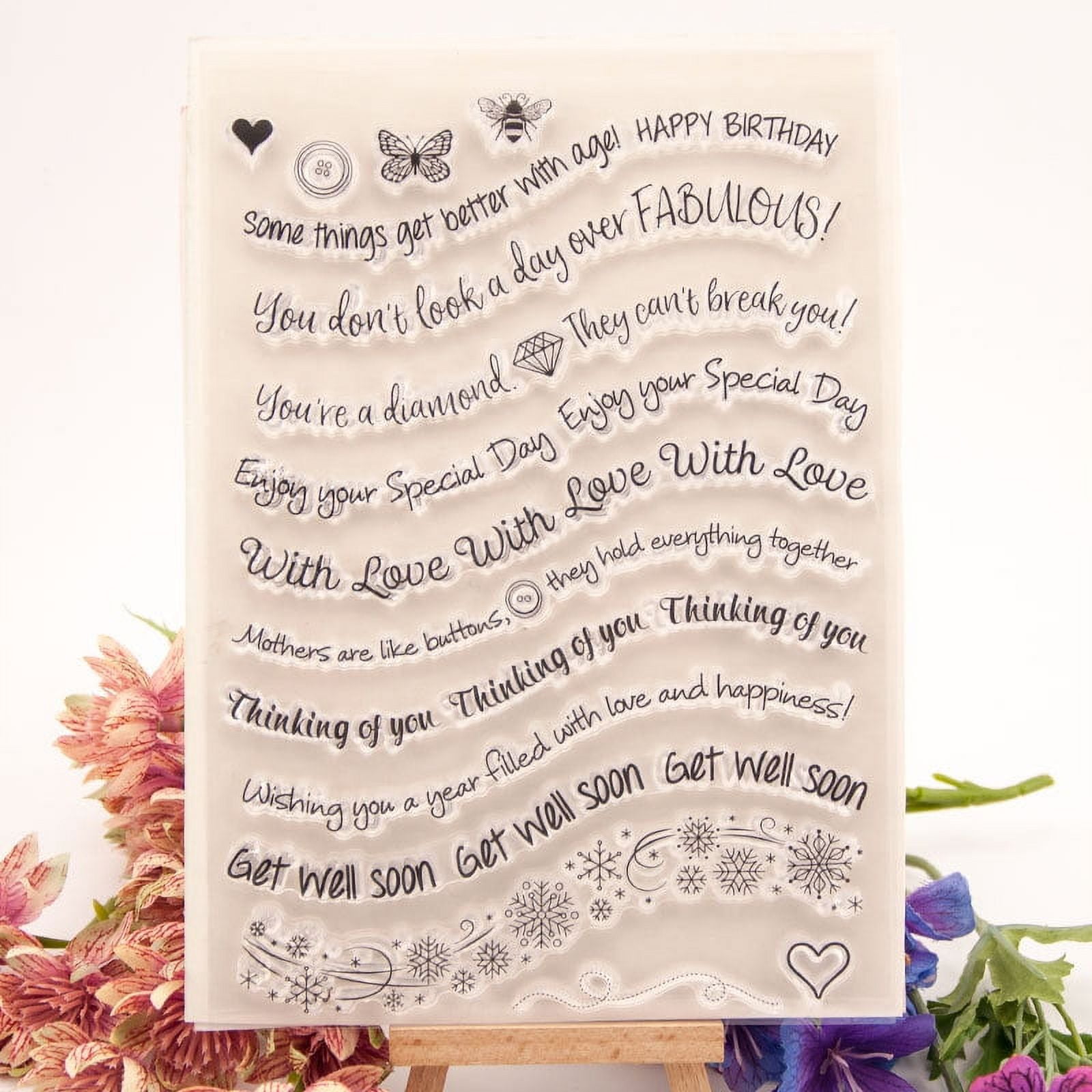 Ouginx Clear Stamps, Letters Of Blessing Rubber Stamp for Scrapbooking ...