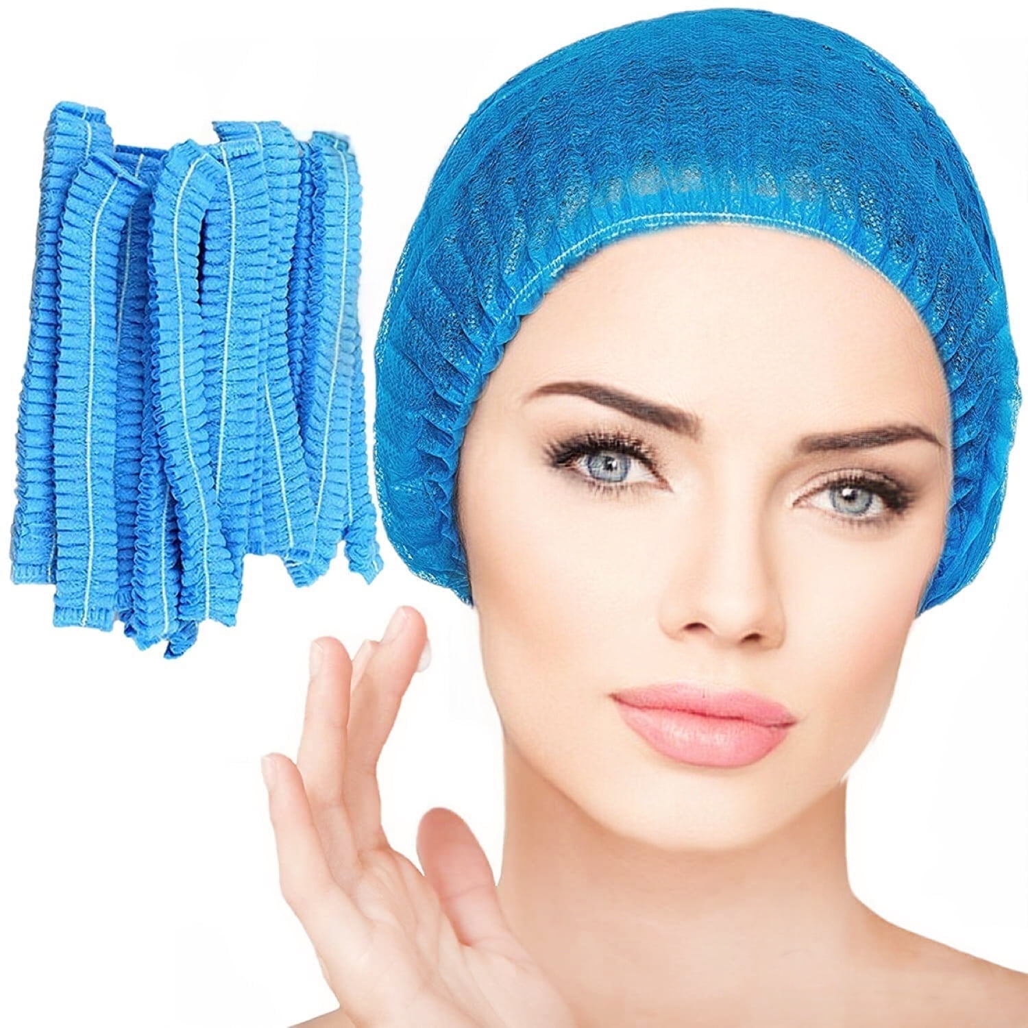 Smilco Disposable Bouffant Hair Net, Blue, 21-Inch Size (100 Count) for ...