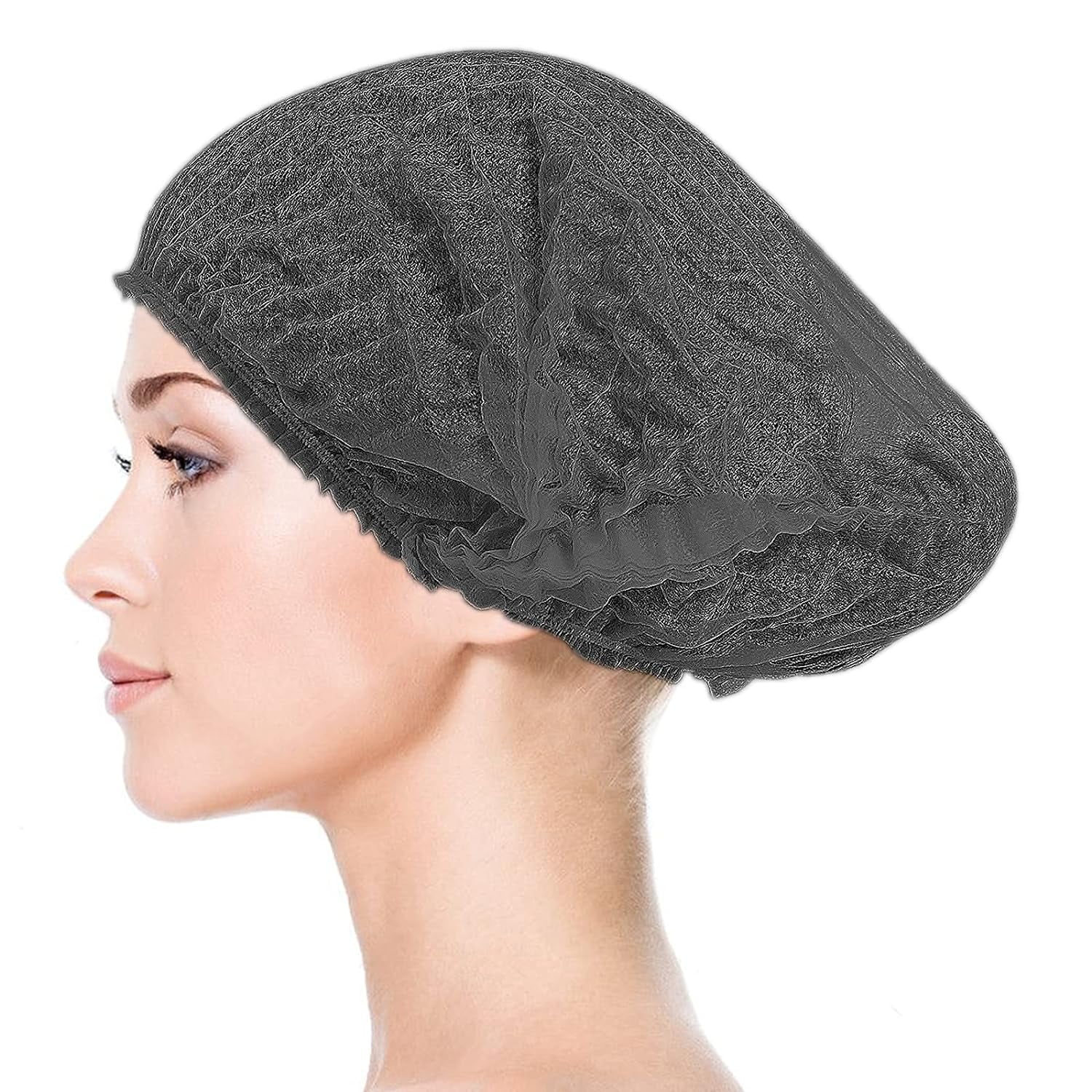 Ougist Disposable Black Bouffant Caps 200 Pcs Hair Net Elastic Dust Cap ...