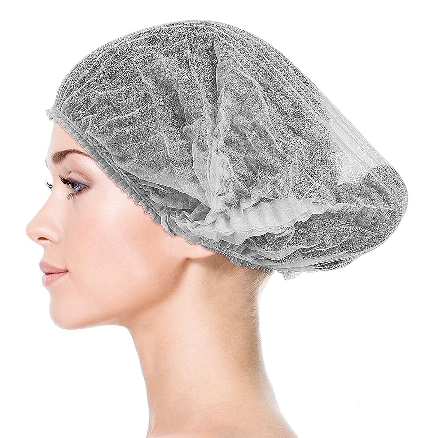 Smilco Disposable White Bouffant Caps 200 Pcs Hair Net for Medical, 21 ...