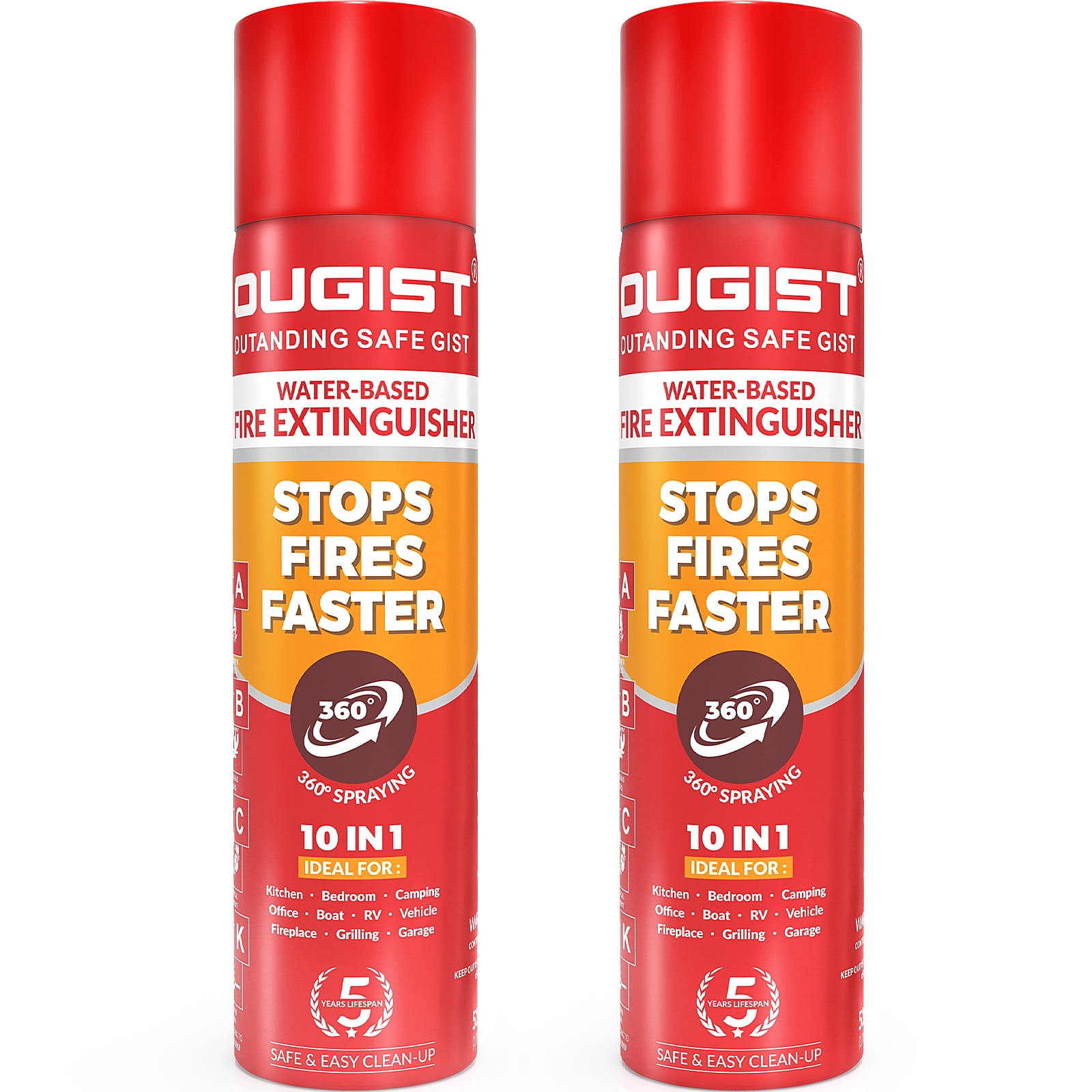 Ougist Fire Extinguisher 2 Pack | 10-in-1 Portable Fire Extinguisher ...