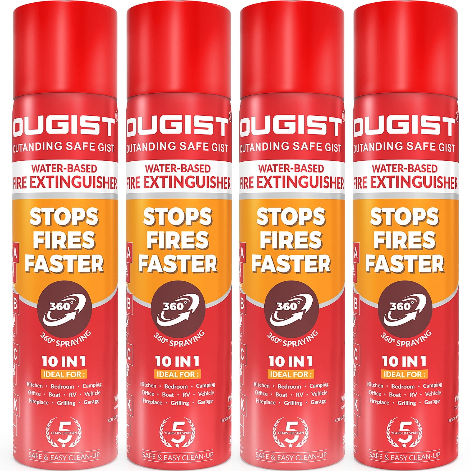 Ougist Fire Extinguisher for Home and Vehicle - 4 Pack | 10-in-1 ...