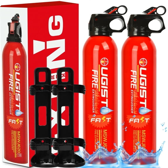 Ougist Water-Based Fire Extinguisher Set with Brackets, 2 Pieces, Class ...