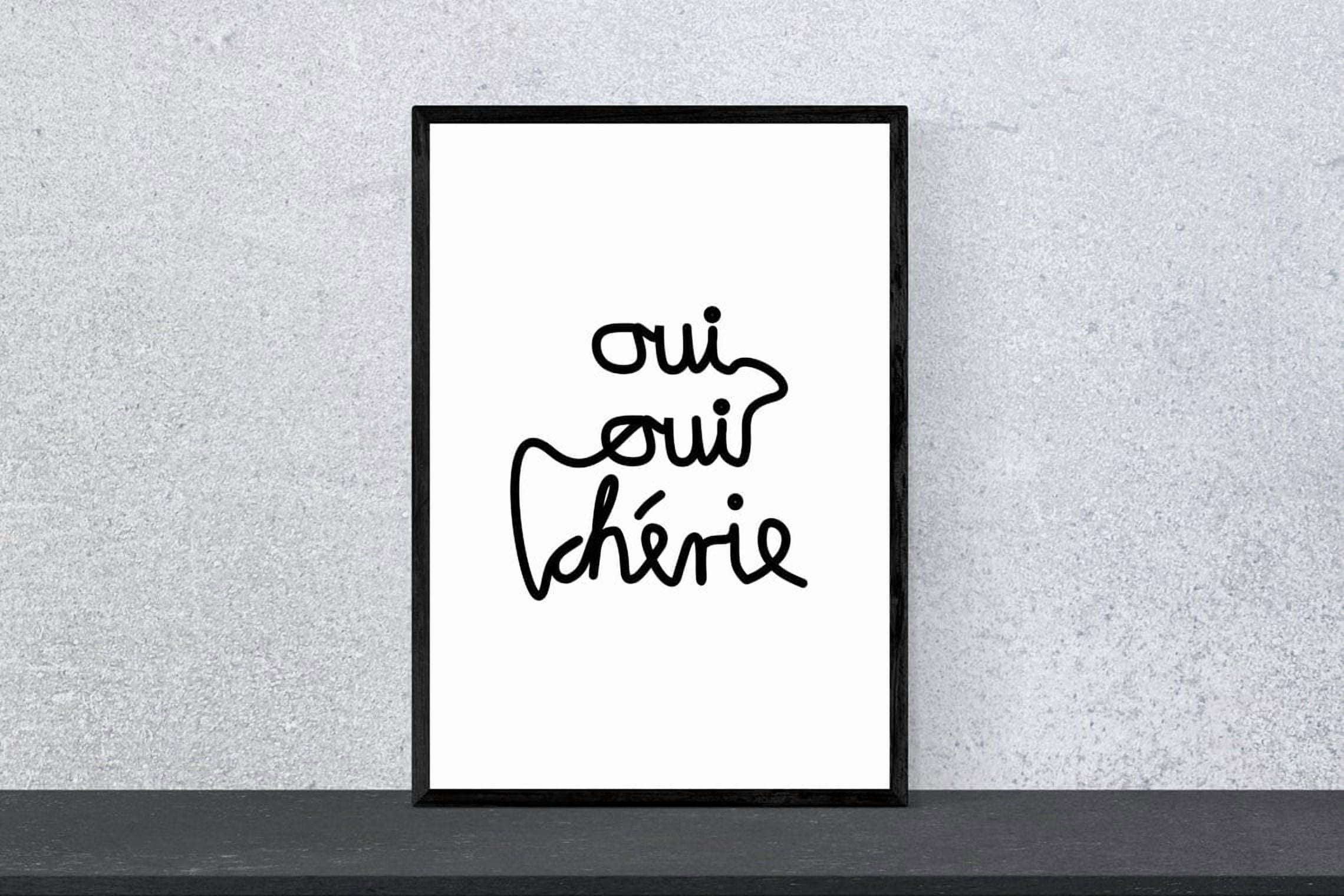 Oui Oui Chérie Poster - Art, Minimalist, Modern, Happiness, Yoga ...