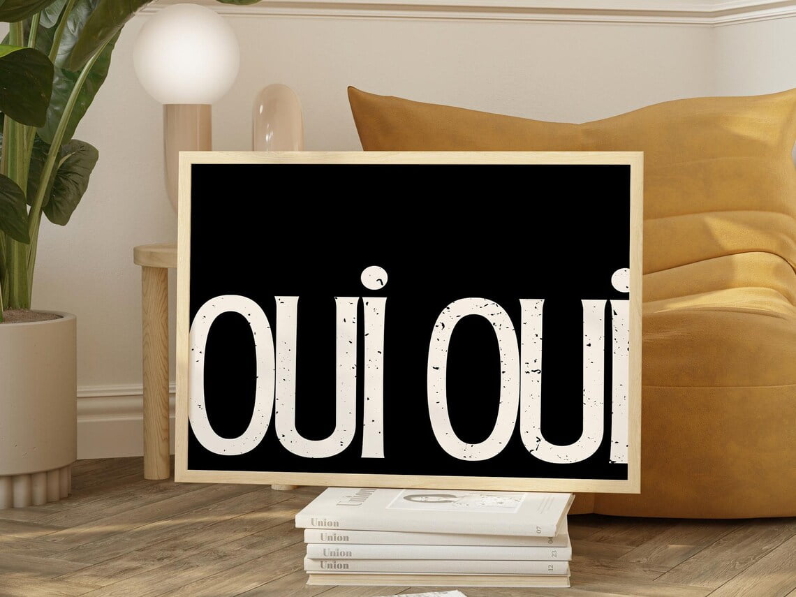 Oui Oui Contemporary Bold Art Print Retro Wall Art Typography Bathroom ...