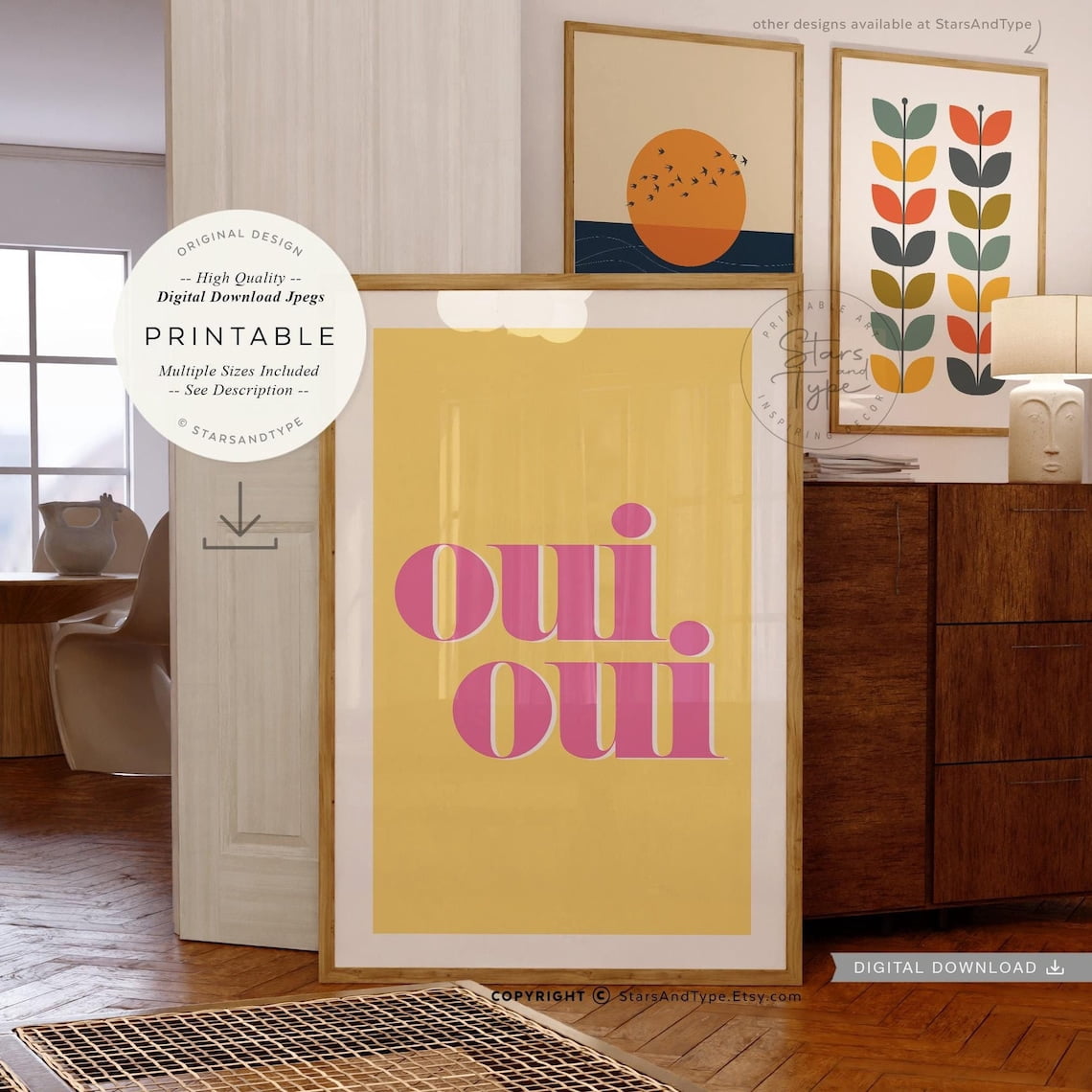 Oui Oui Groovy Retro Typography Poster, Stretched Size 16x24 - Walmart.com