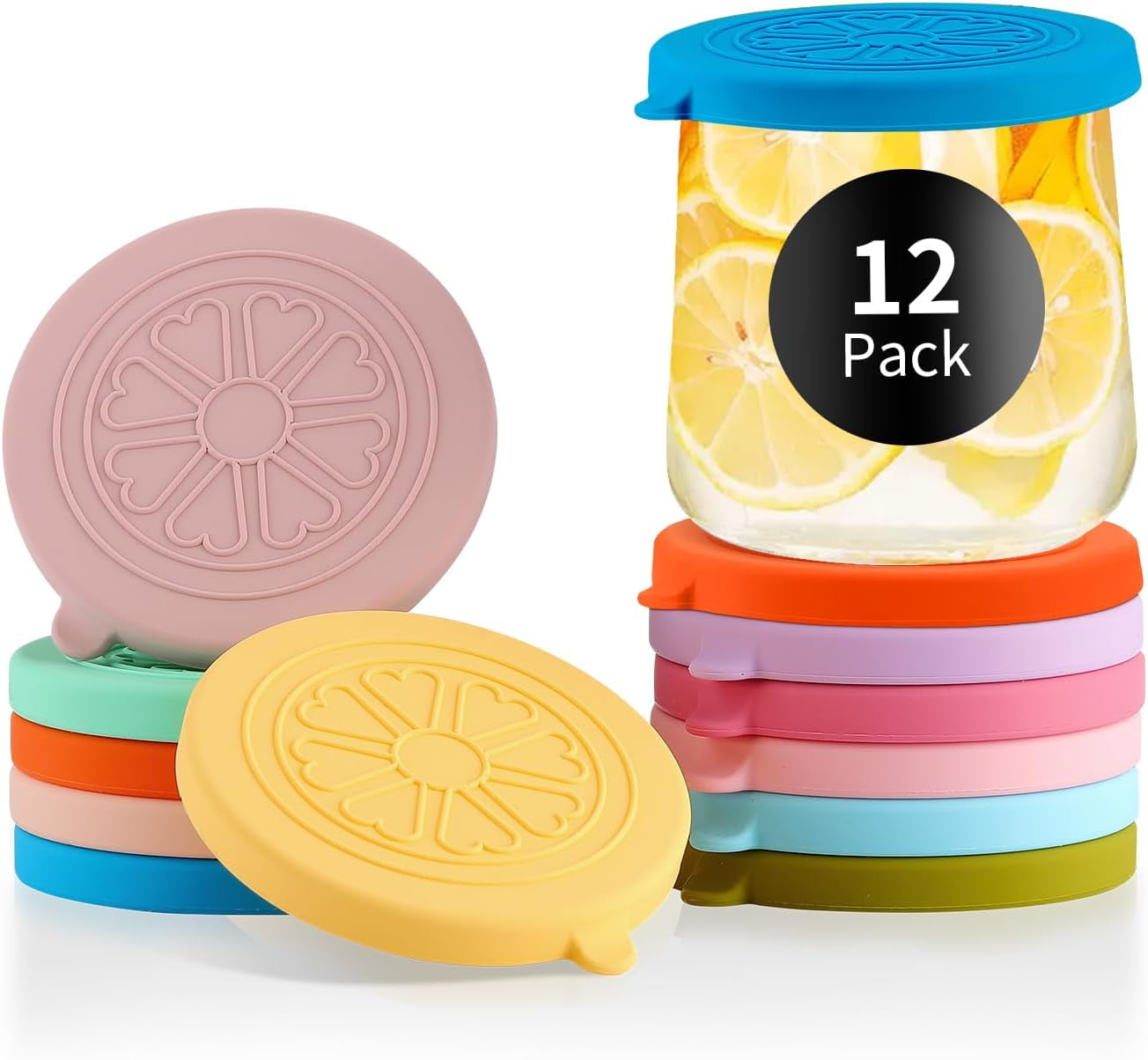 Oui Yogurt Jar Lids Silicone | 12 Pack Colorful Covers Fit For 5 Oz Oui ...