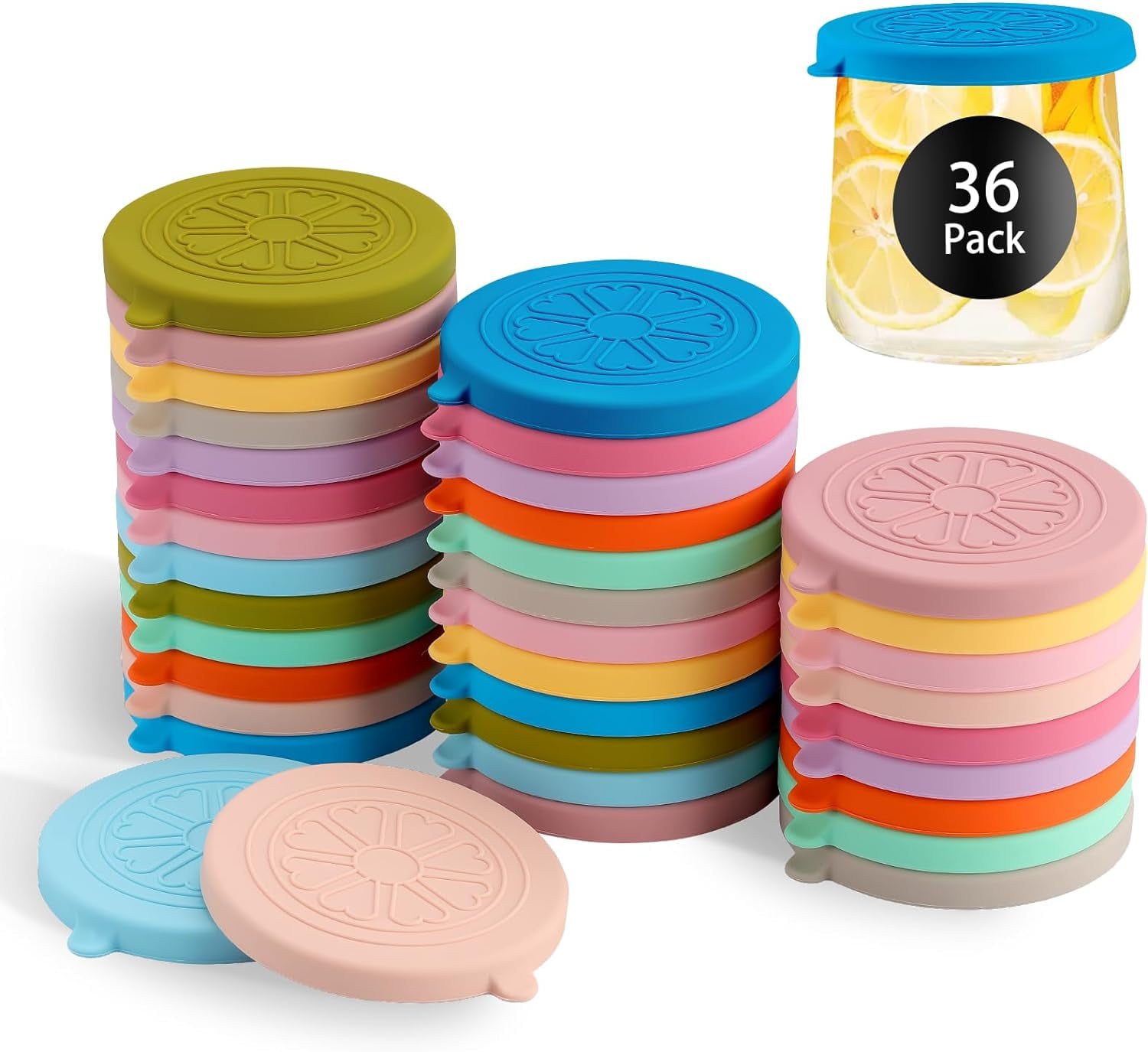 Oui Yogurt Jar Lids Silicone | 36 Pack Colorful Covers Fit For 5 Oz Oui ...