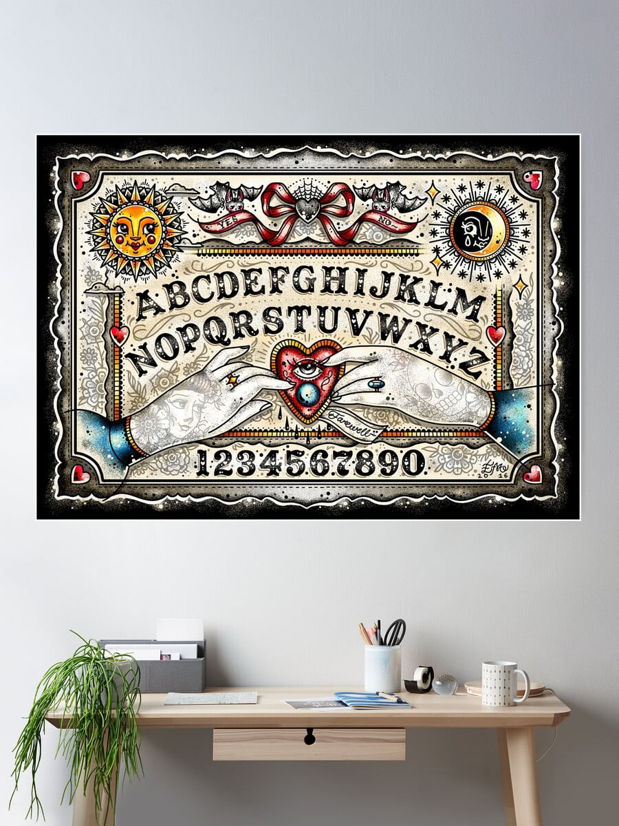 Ouija Board Cute Traditional Tattoo Flash Poster Wall Art, Modern Wall ...