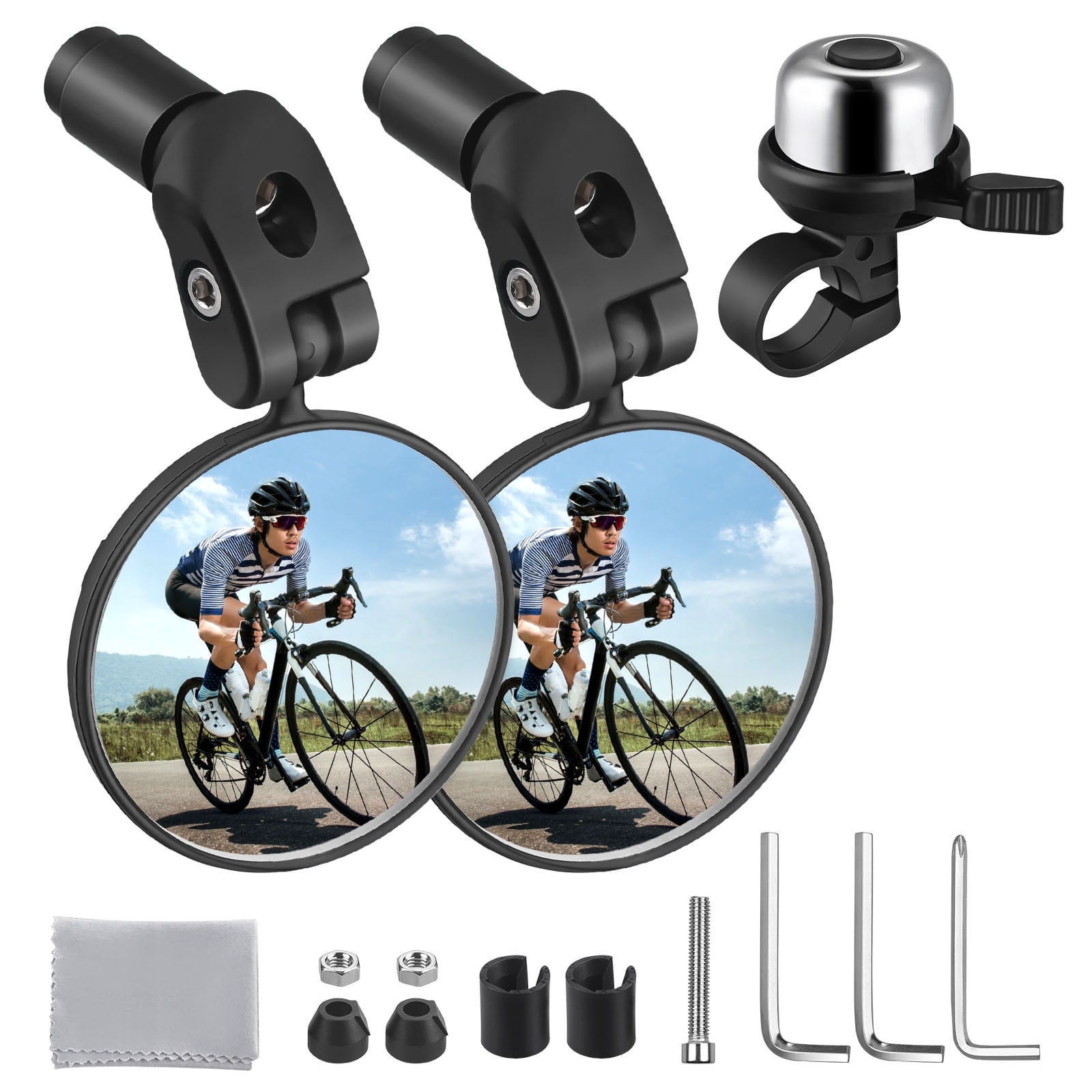 Oulepu 360° Rotation Adjustable Rear View Handlebar Bicycle Mirrors ...