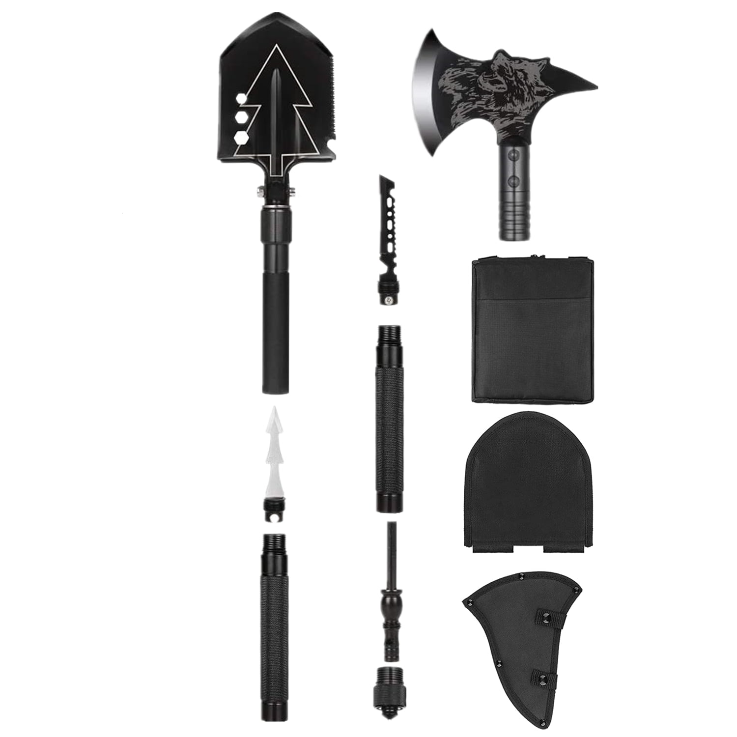Oumilen Folding Portable Camping Shovel Axe Set, Black - Walmart.com