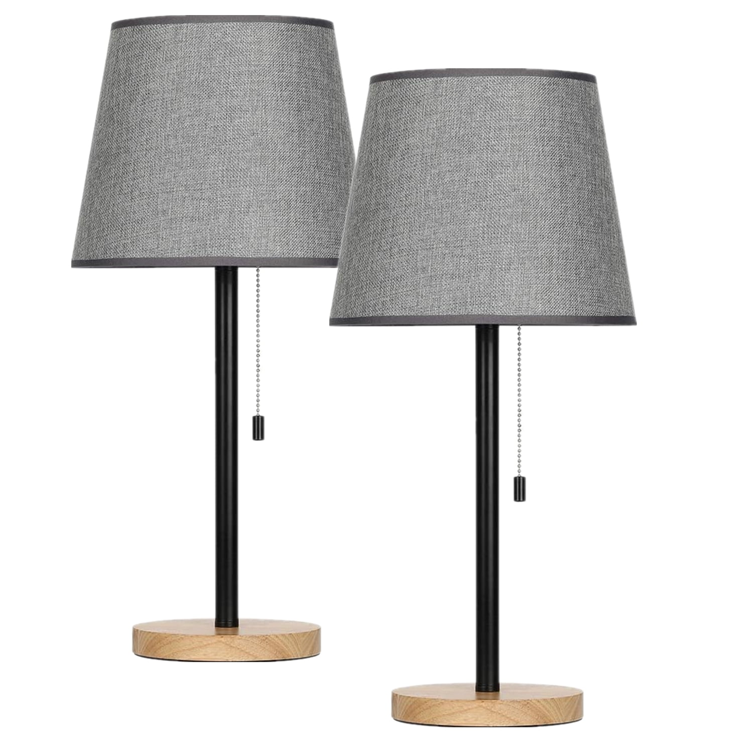 Oumilen Lamp Set, Wood with Shade Gray - Walmart.com