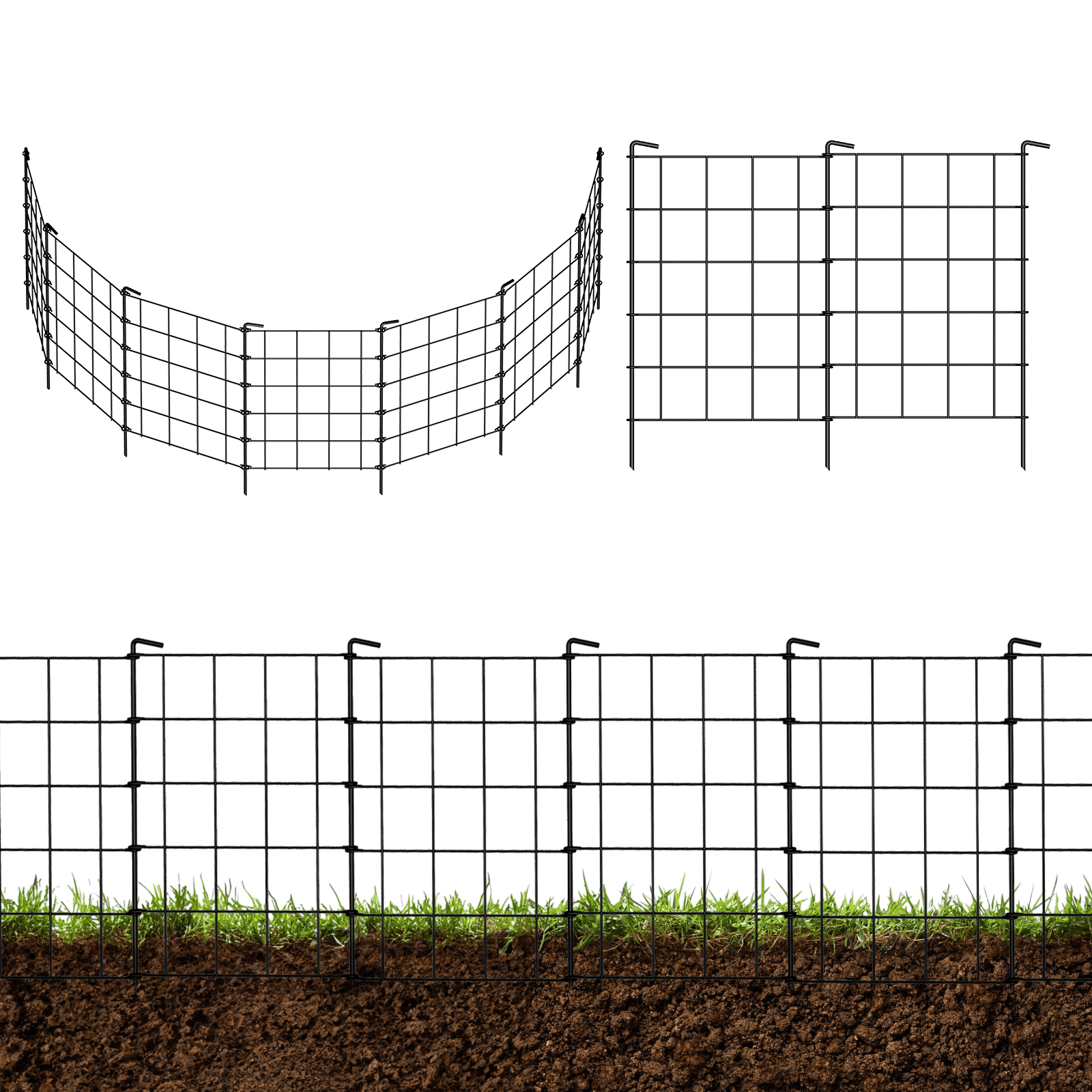Oumilen Metal Decorative Garden Fence, 19.6"H x 10FT, Black, 10 Panels ...
