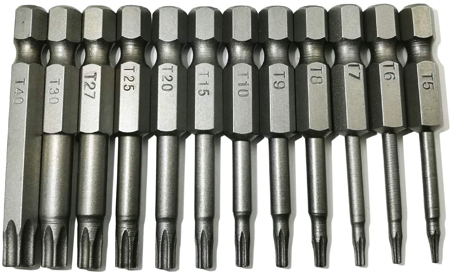 Oumilen T5-T40 Torx Head Screw Driver Bit 12 Pcs 1/4 Hex Shank Drill ...