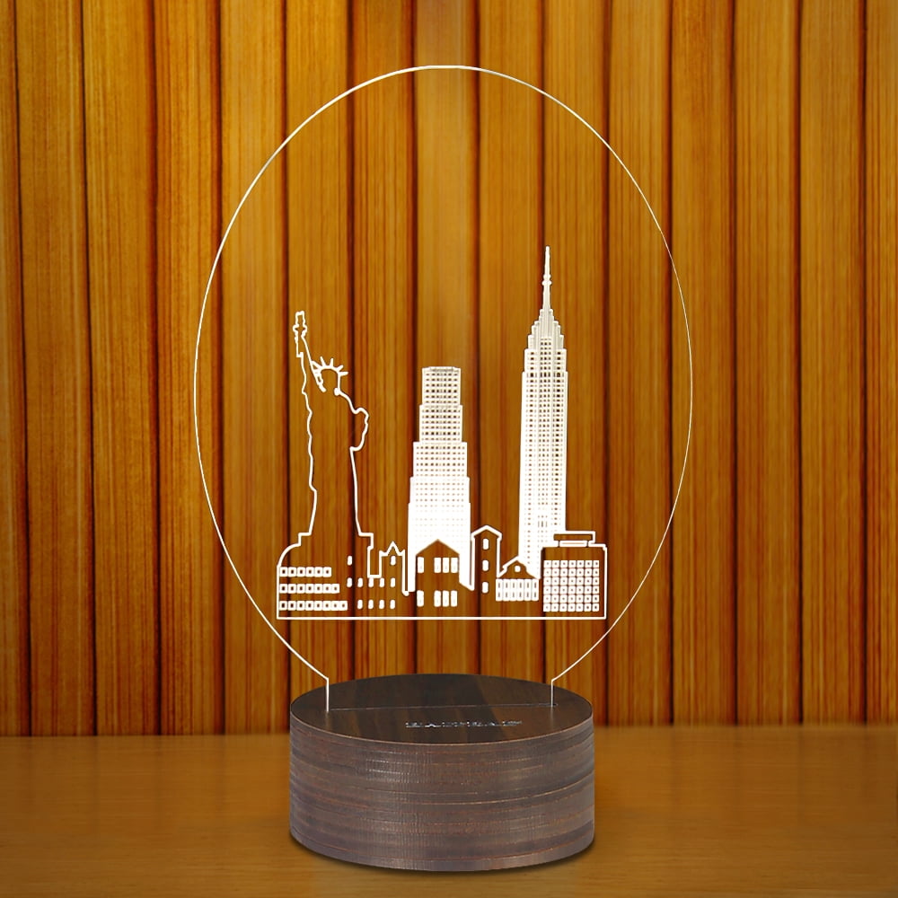 Oumilen Wooden Brown Night Light Table Kids Gift Home Decoration ...